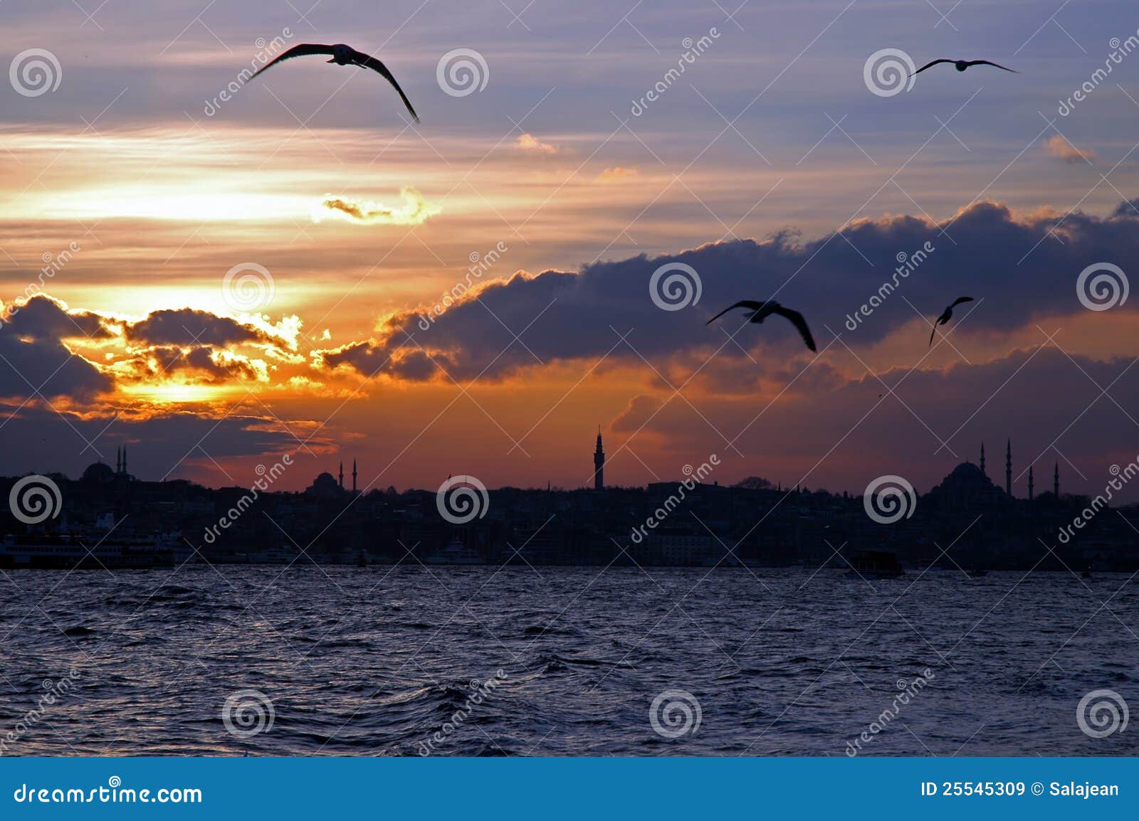 Sunset Over Bosphorus, Istanbul, Turkey Stock Image - Image of galata ...