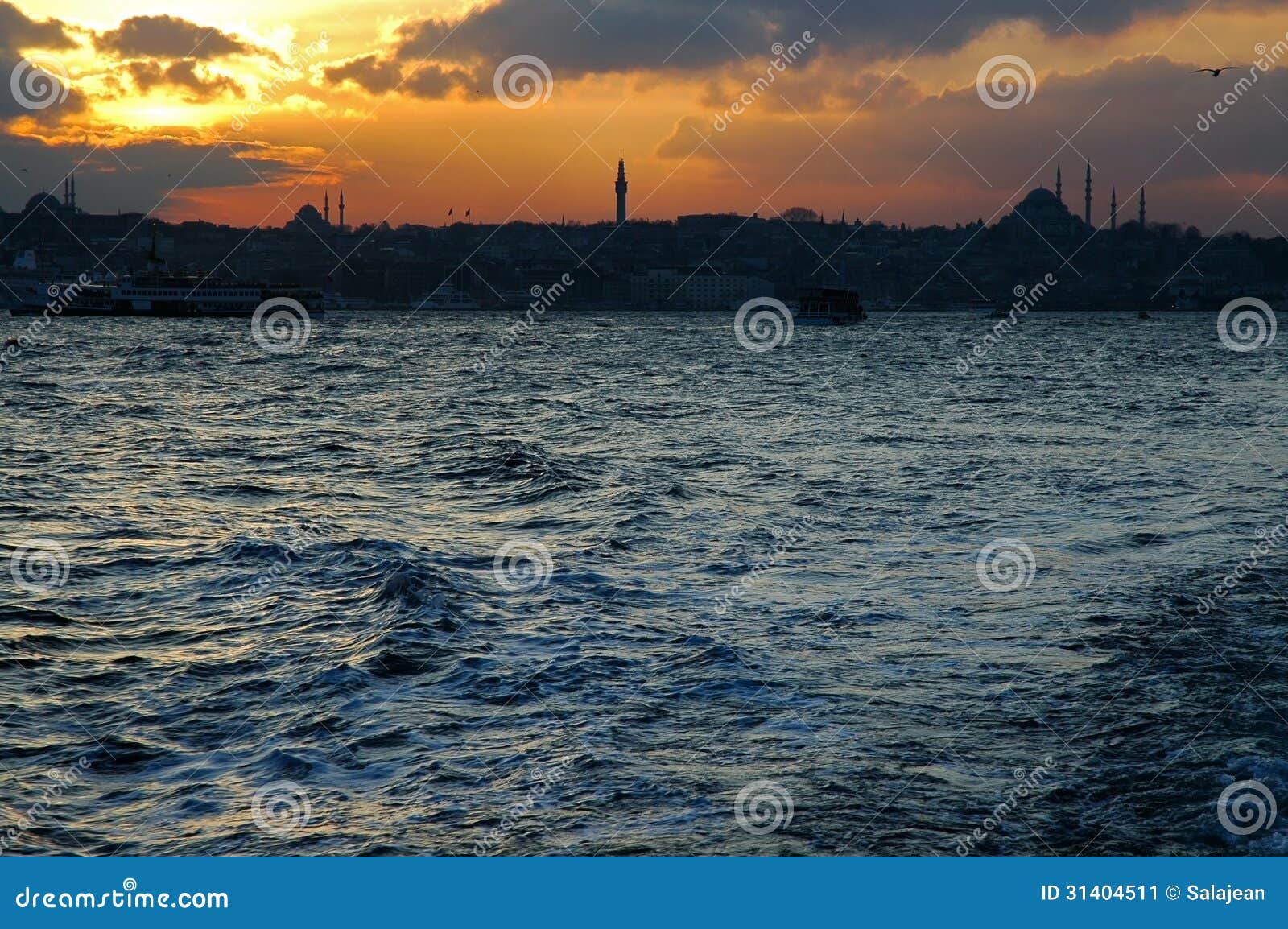 Sunset Over Bosphorus, Istanbul, Turkey Stock Image - Image of ...