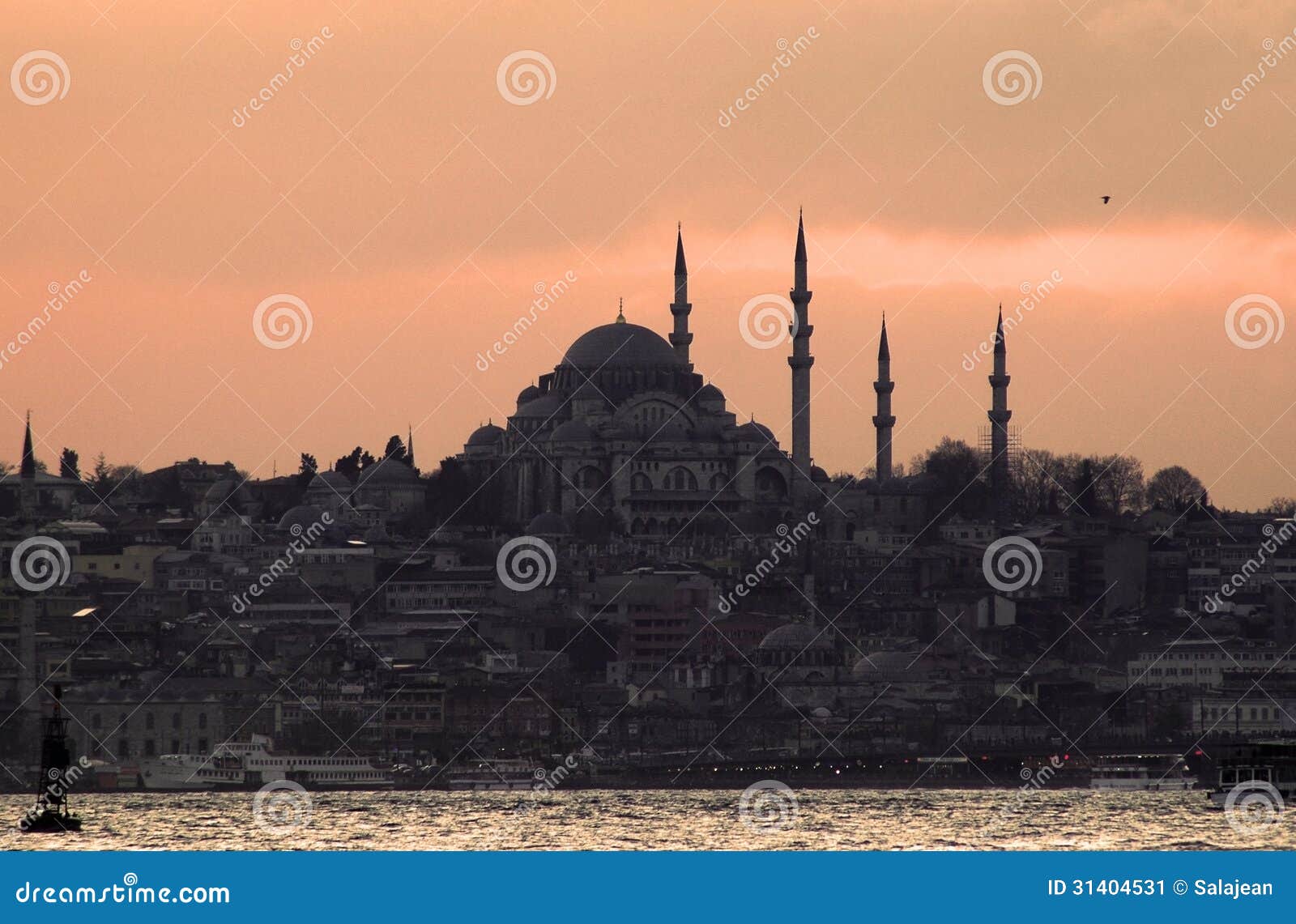 Sunset Over Bosphorus, Istanbul, Turkey Stock Image - Image of orange ...