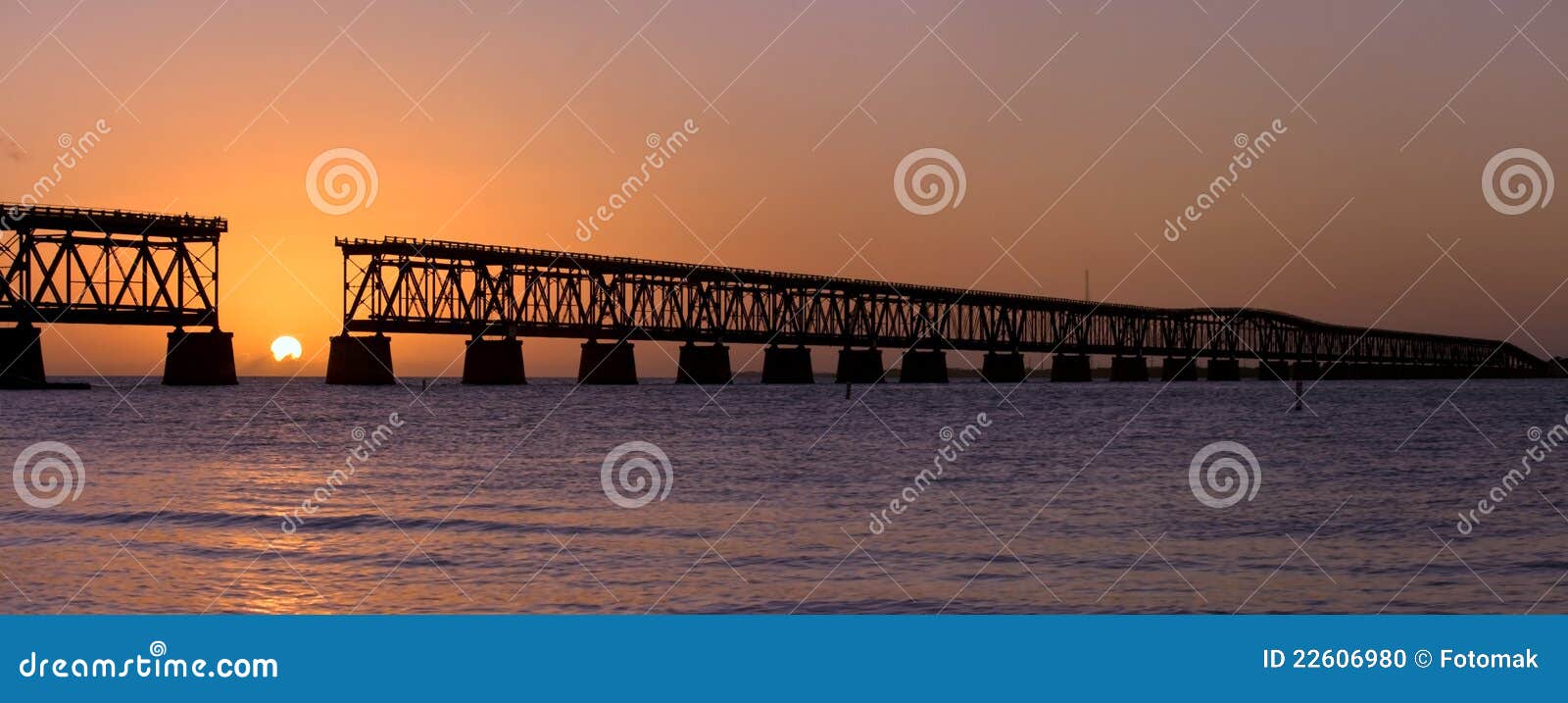 Sunset Over Bridge in Florida Keys, Bahia Honda St Stock Photo - Image ...