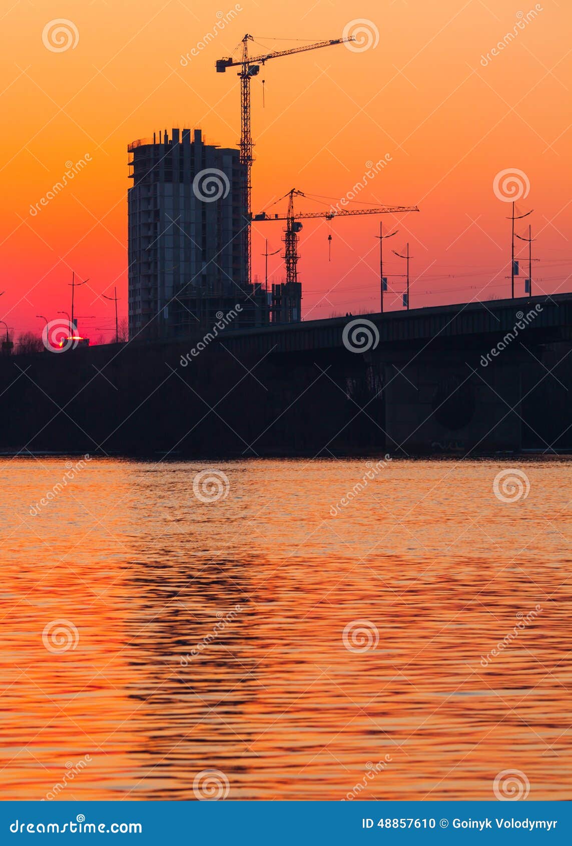 Sunset over bridge stock photo. Image of cityscape, scene - 48857610