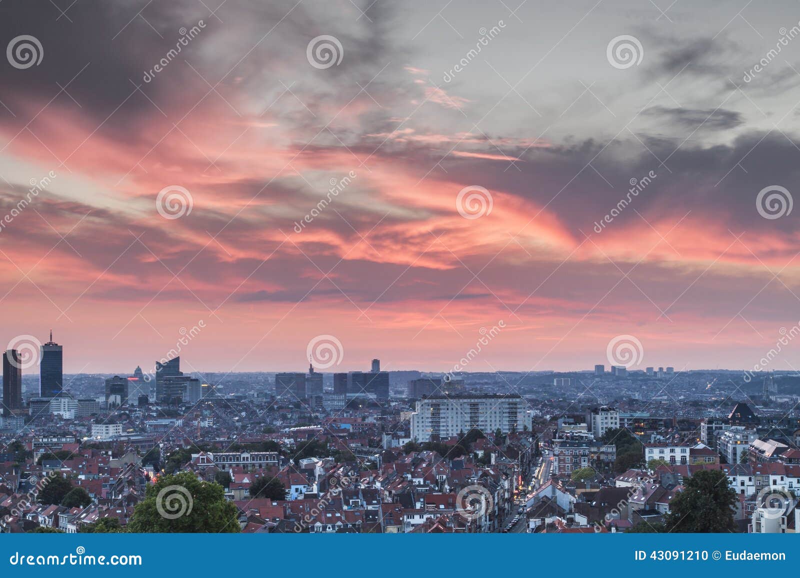 Sunset over Brussels stock photo. Image of europe, dusk - 43091210
