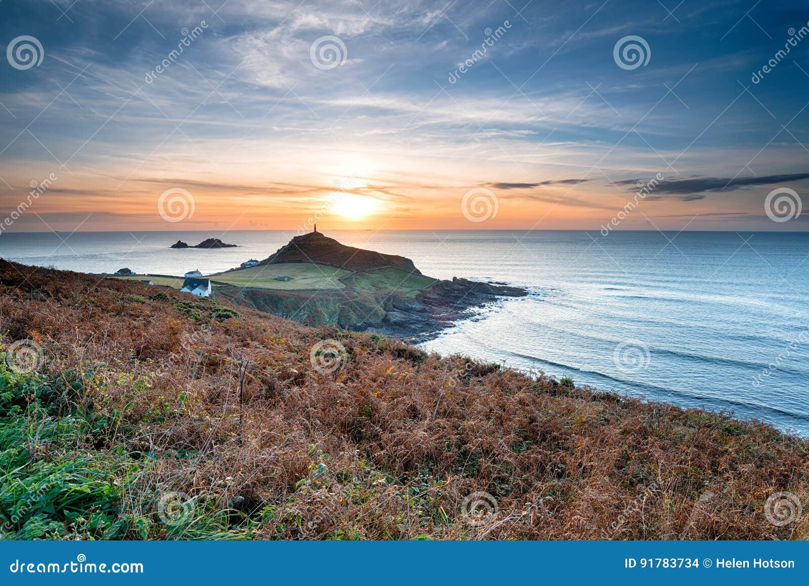 Sunset over Cape Cornwall stock photo. Image of beach - 91783734