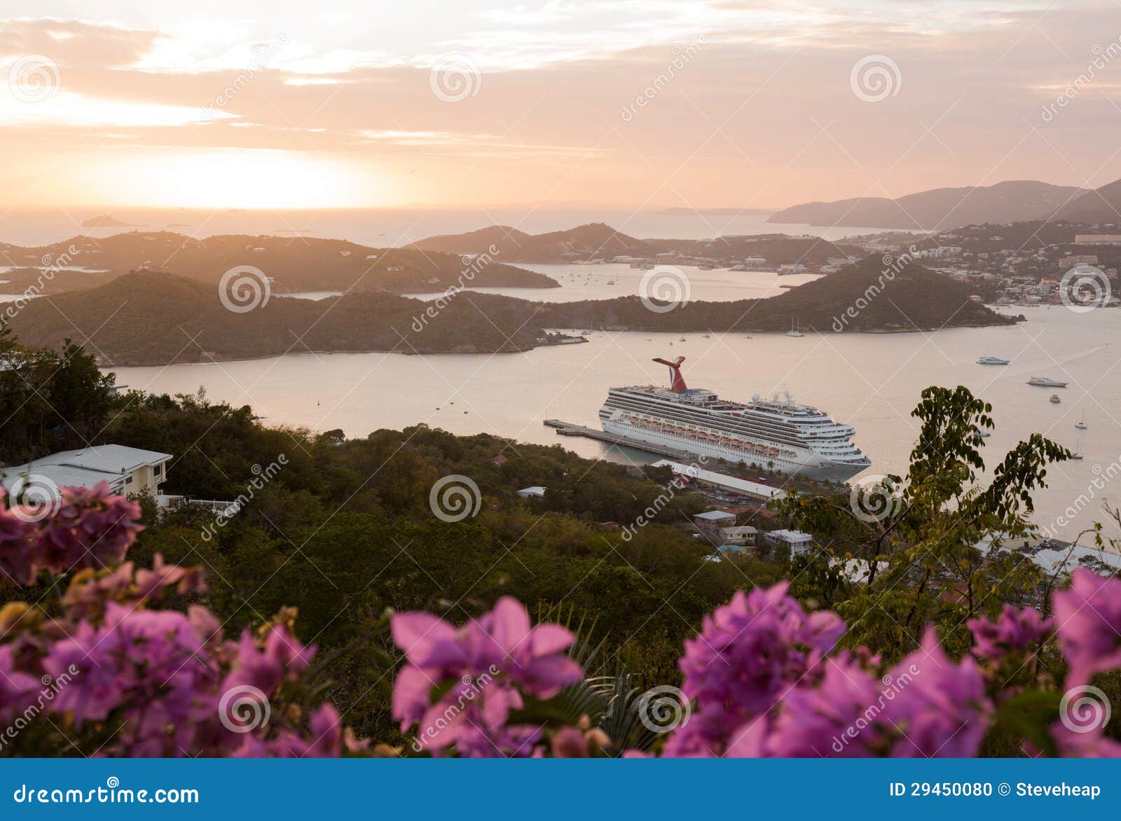 Sunset Over Charlotte Amalie St Thomas Editorial Image - Image of ...