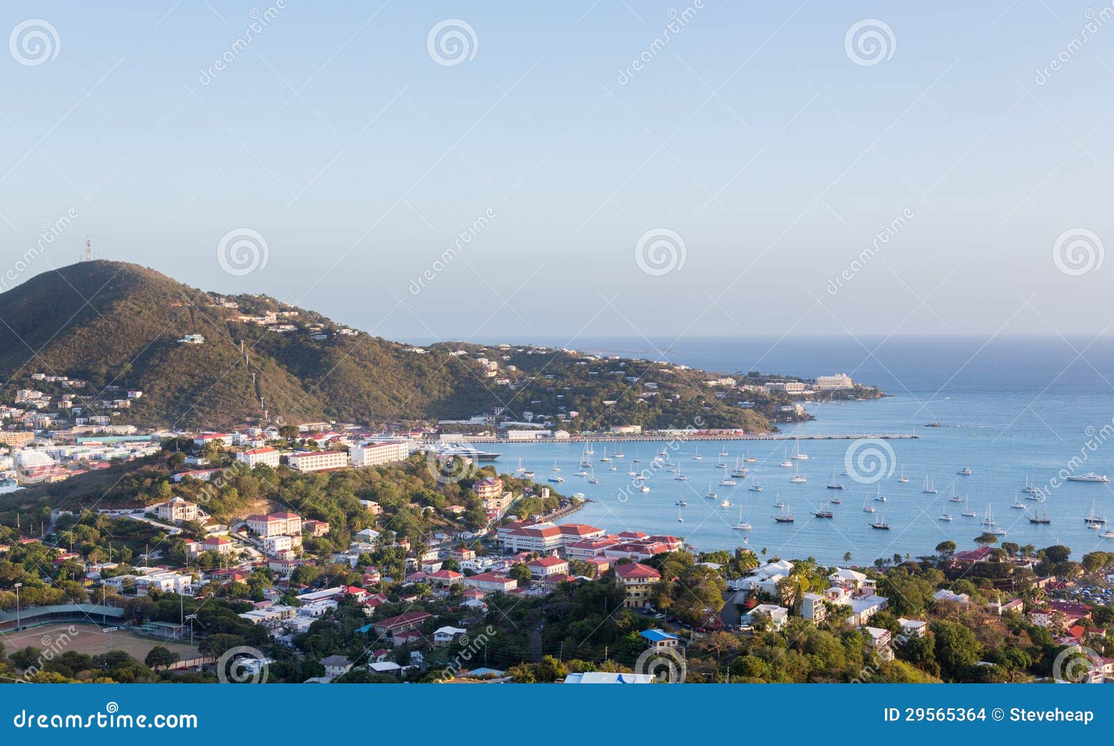 Sunset Over Charlotte Amalie St Thomas Stock Photo - Image of ocean ...
