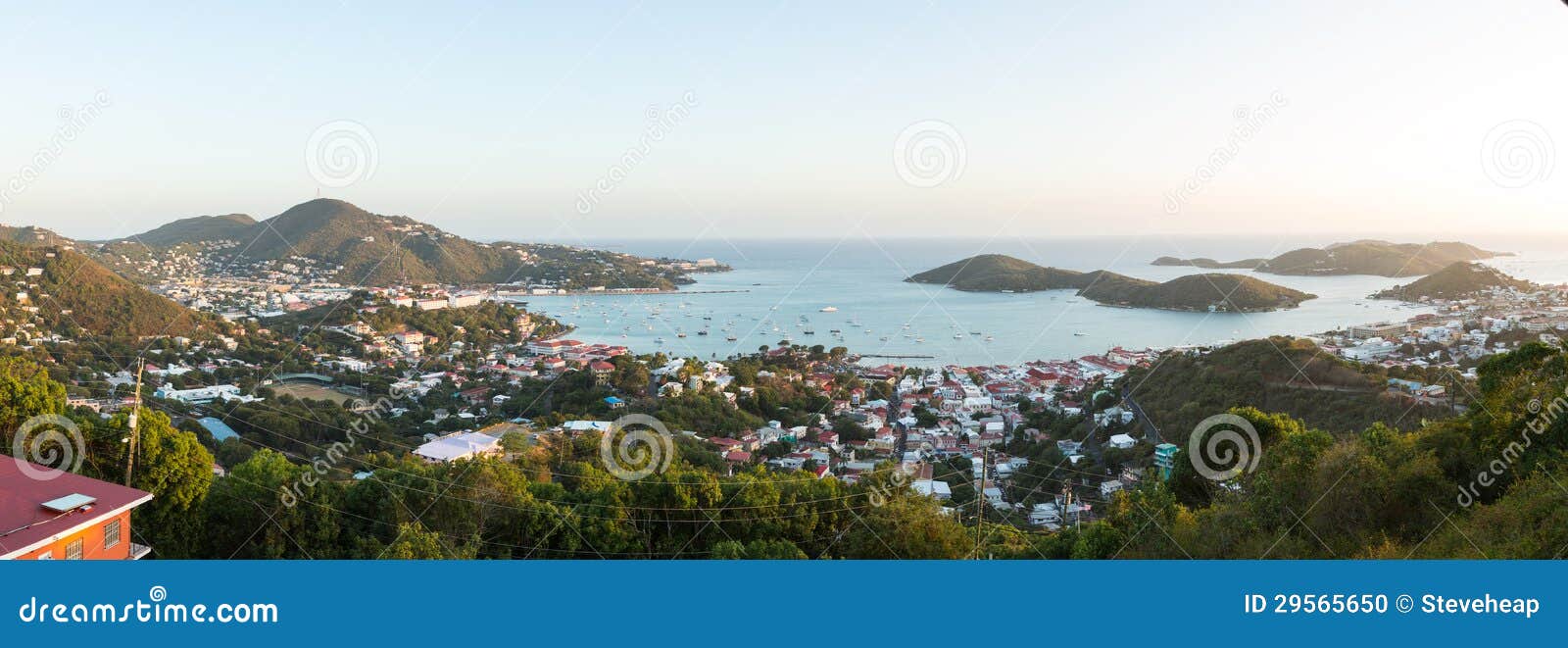 Sunset Over Charlotte Amalie St Thomas Stock Photo - Image of evening ...