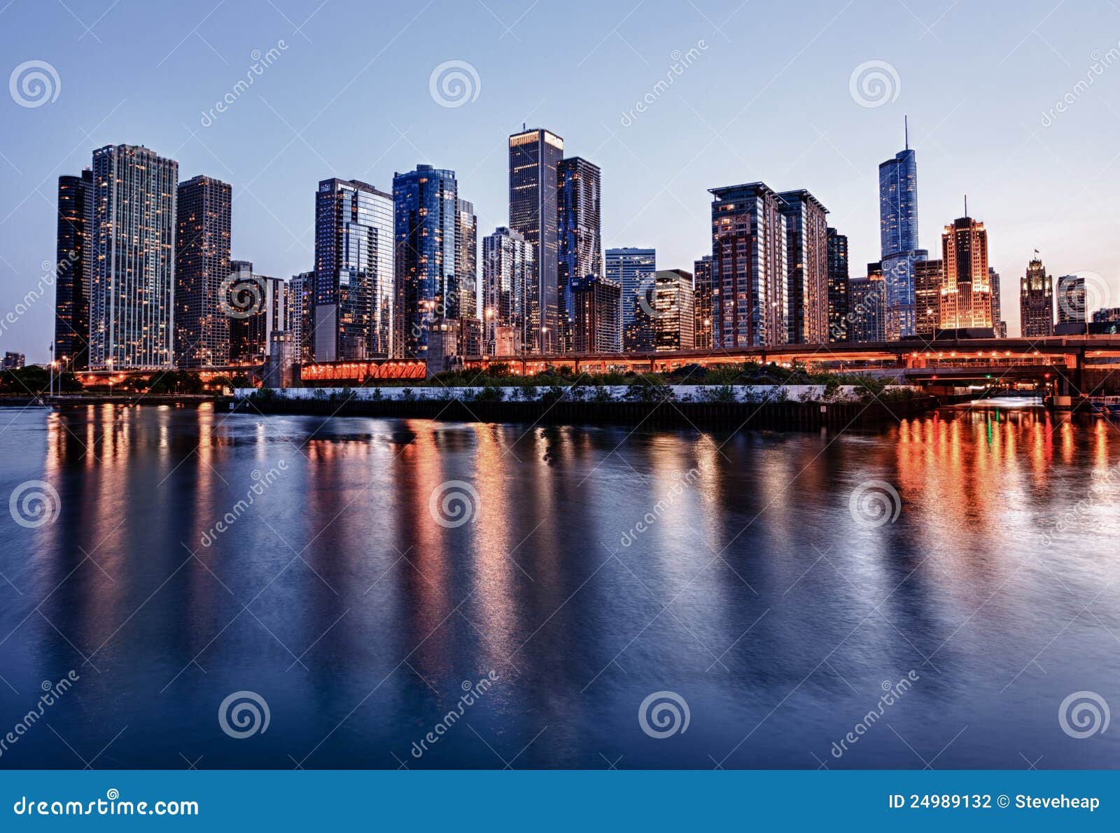 Sunset Over Chicago from Navy Pier Stock Photo - Image of colorful ...