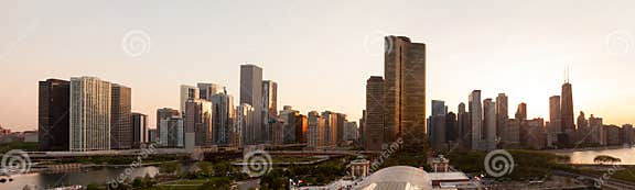 Sunset Over Chicago from Navy Pier Editorial Photography - Image of ...
