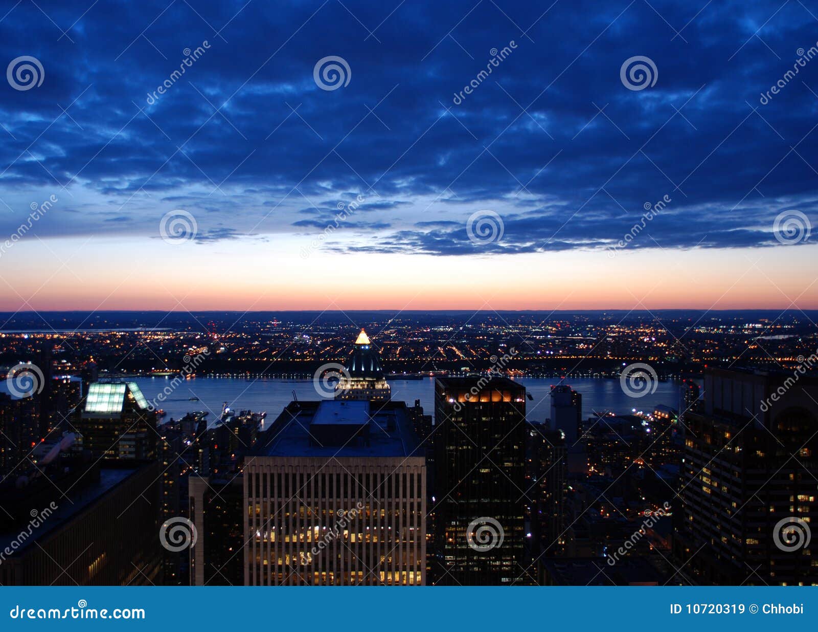 Sunset over the city stock image. Image of skyscraper - 10720319