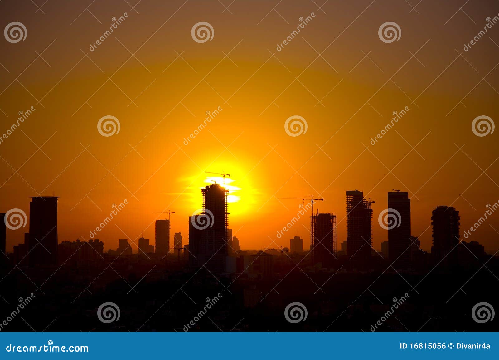 Sunset over the city stock photo. Image of urban, evening - 16815056