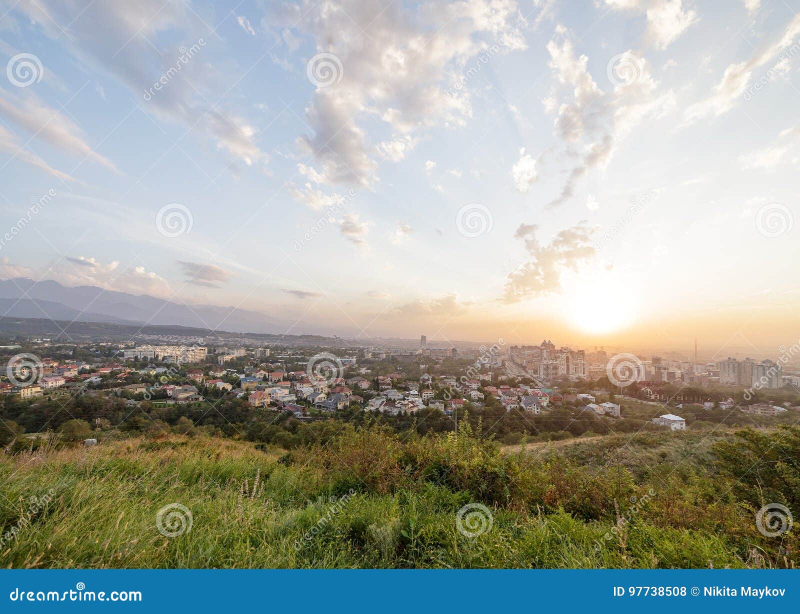 Sunset Over the City of Almaty, Kazakhstan Stock Photo - Image of ...
