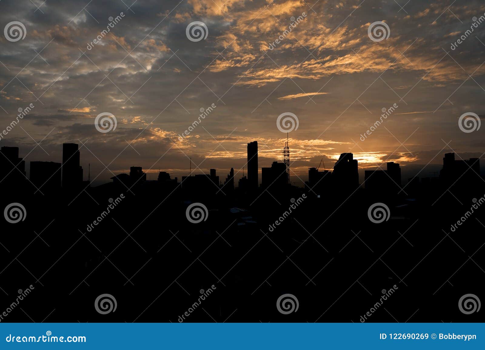 Sunset Over the City with Clouds Sky Stock Image - Image of beautiful ...
