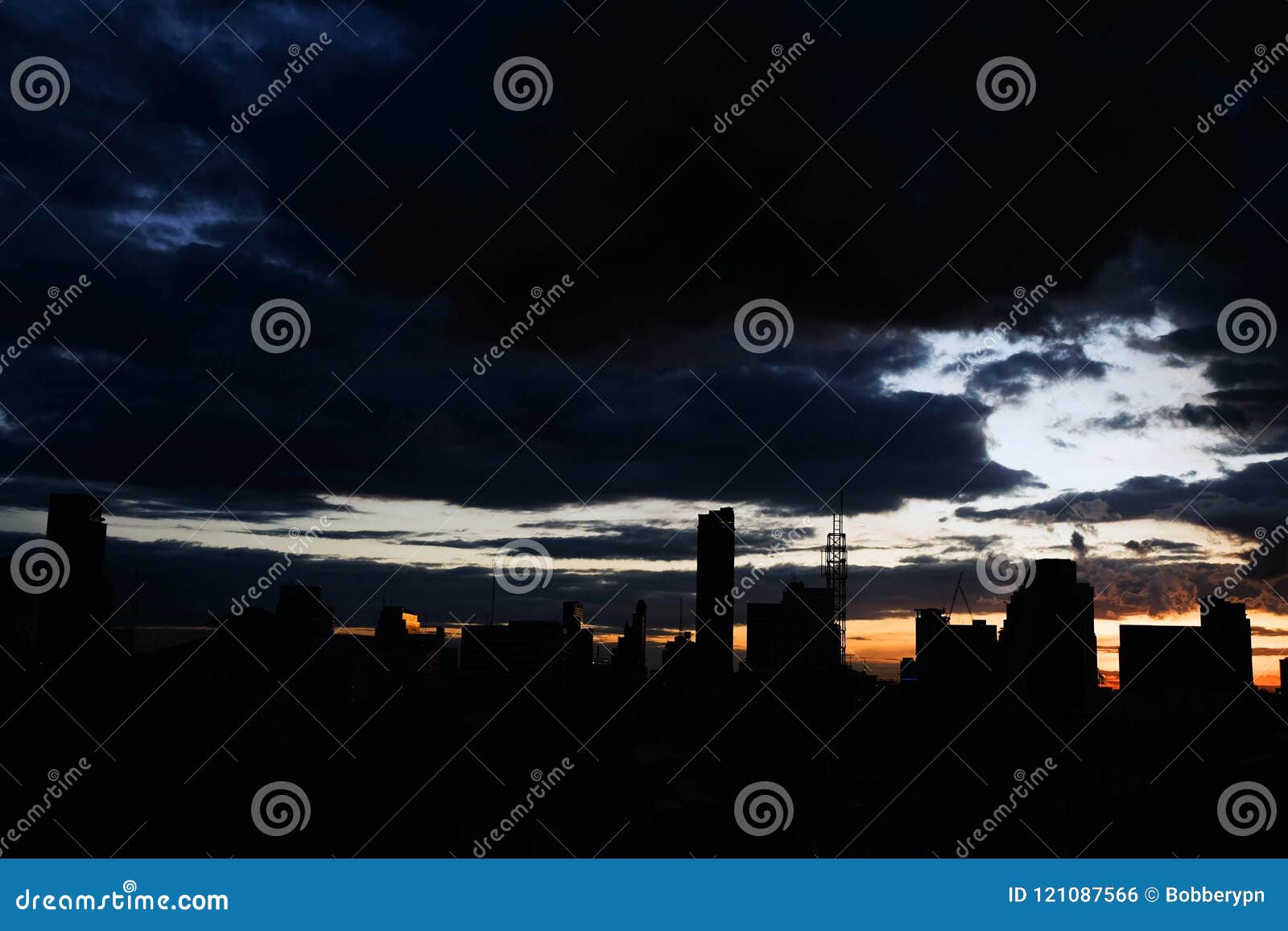 Sunset Over the City with Clouds Sky Stock Photo - Image of night ...