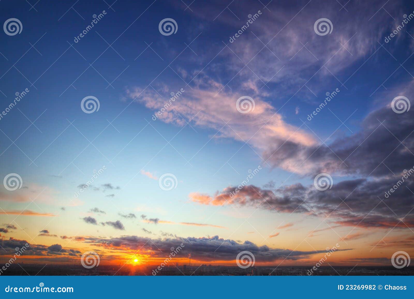 Sunset over city horizon stock photo. Image of cloudscape - 23269982
