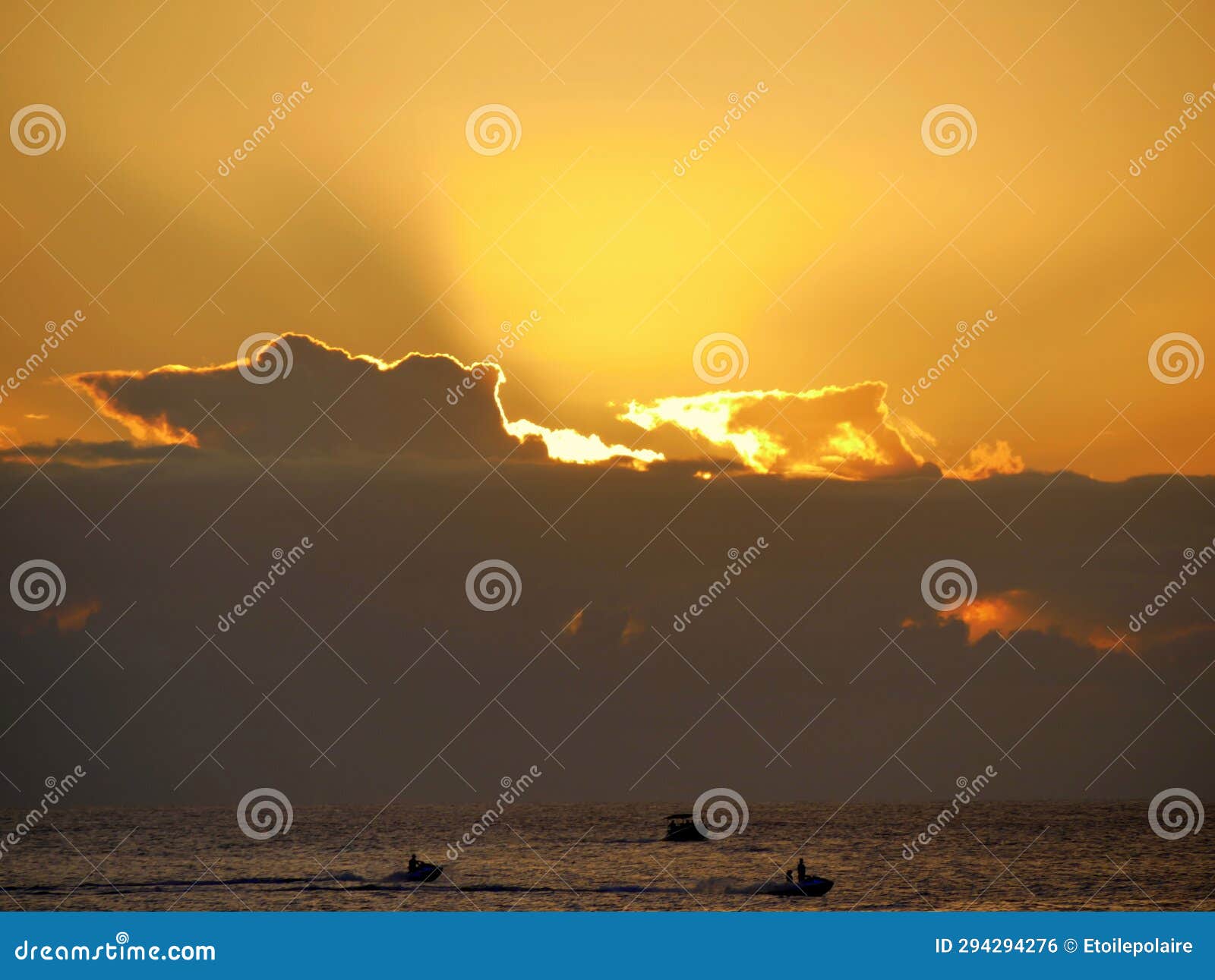 Sunset Over the Clouds in the Reunion Island Stock Photo - Image of ...