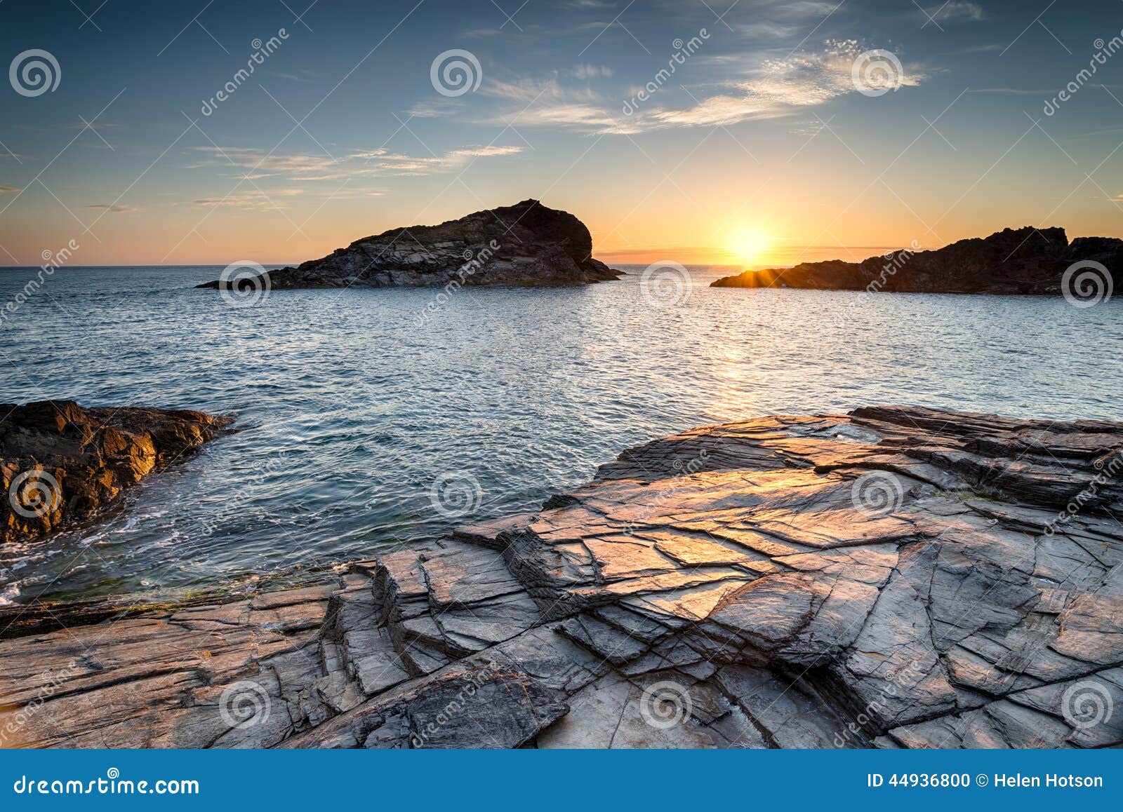 Sunset Over the Cornwall Coast Stock Photo - Image of rocks, island ...