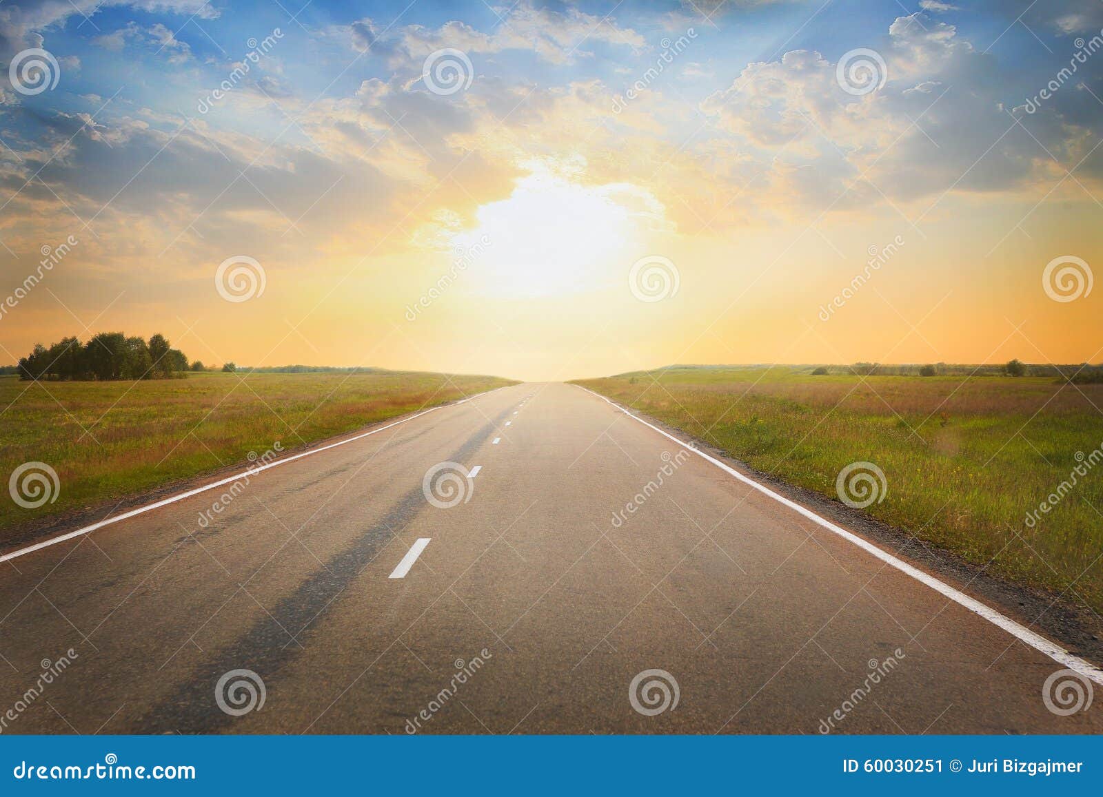 Sunset Over the Country Highway Stock Image - Image of green, freedom ...
