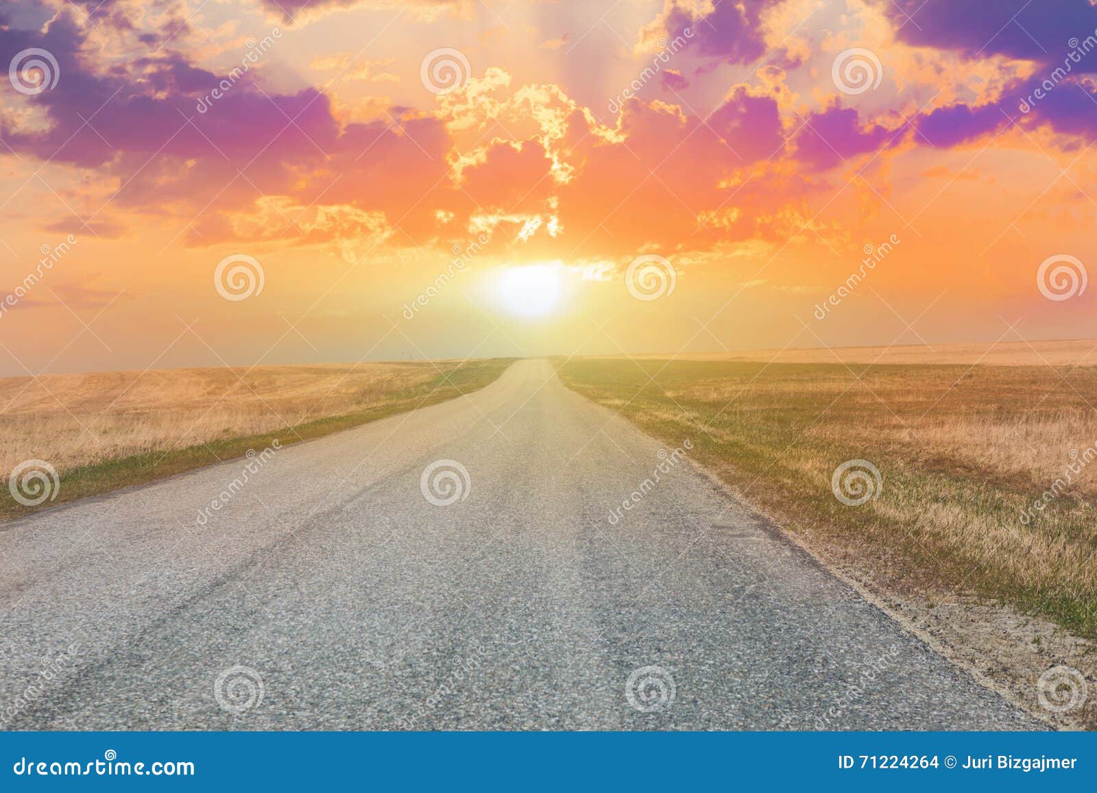 Sunset Over the Country Highway Stock Photo - Image of nature ...