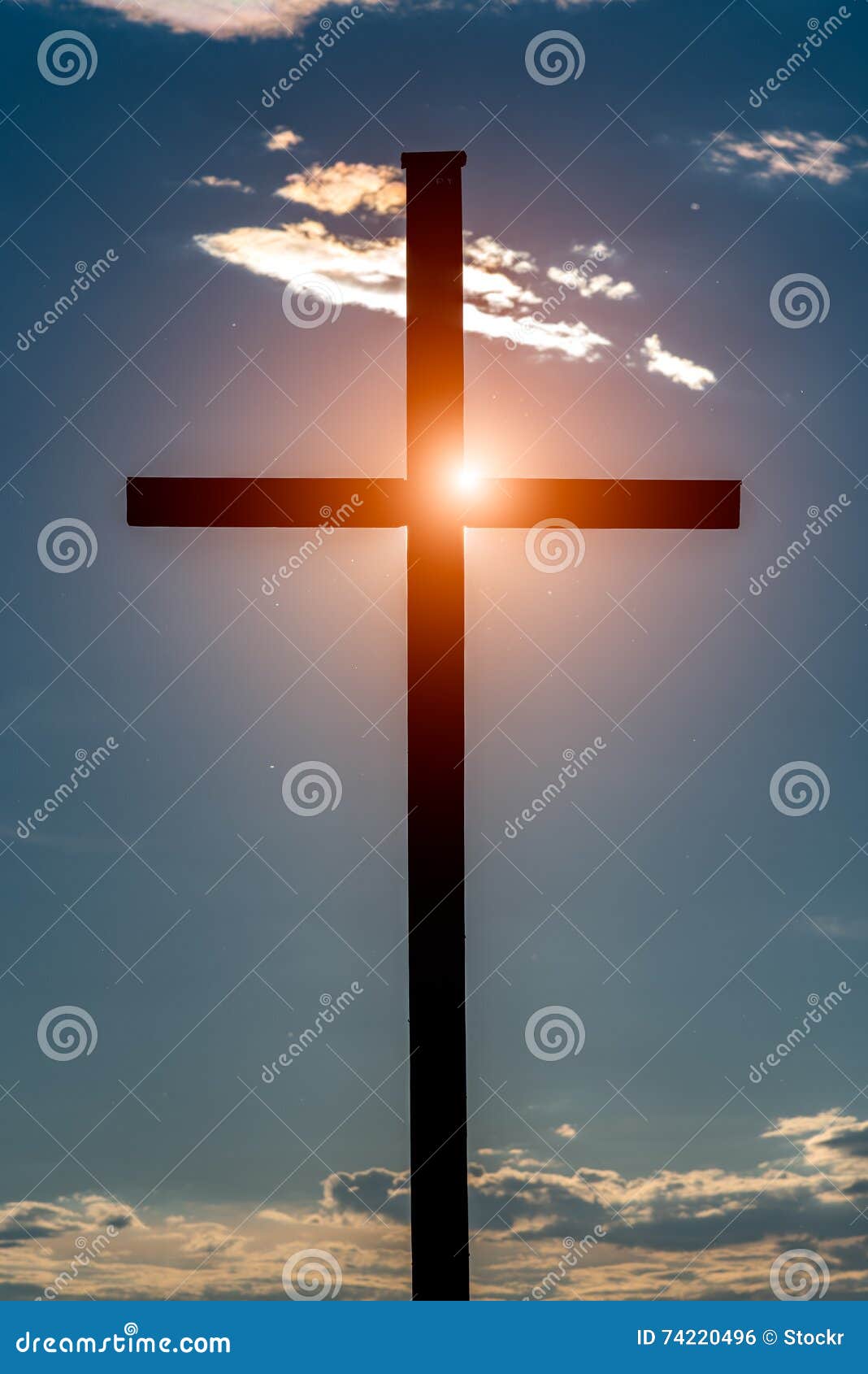 Sunset over the cross stock photo. Image of field, religion - 74220496