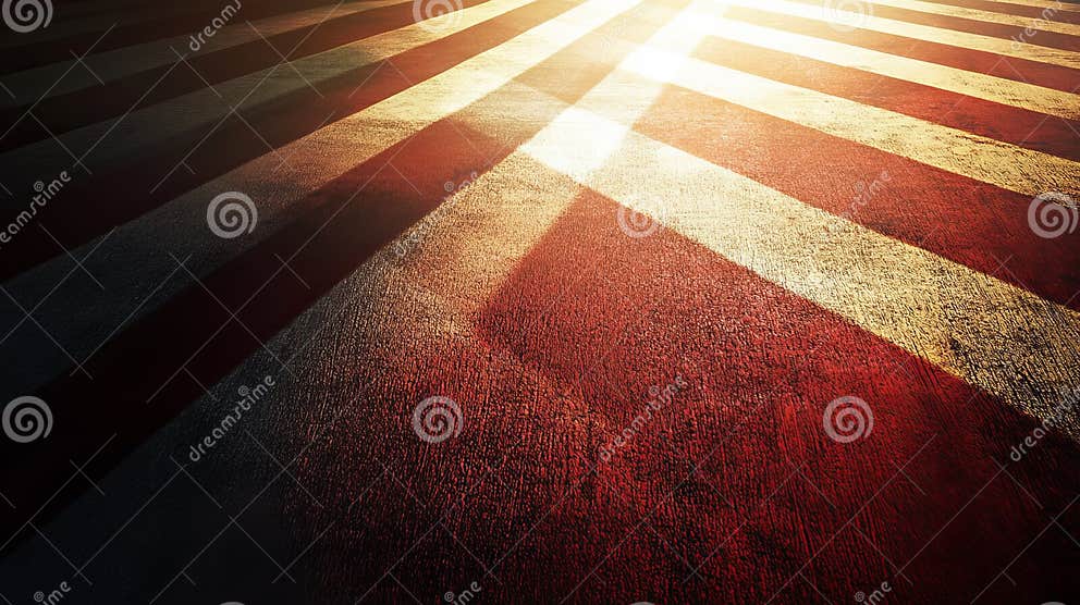 Sunset Over Crosswalk with Dramatic Shadows Stock Illustration ...