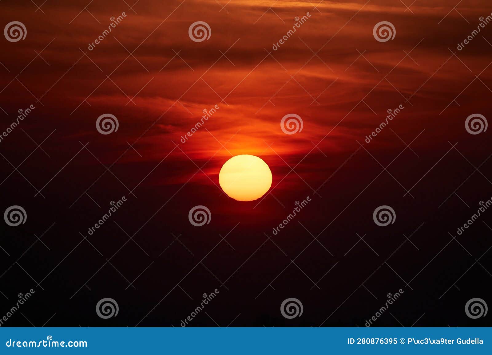 Sunset through Cloudy Red Sky Stock Image - Image of late, evening ...