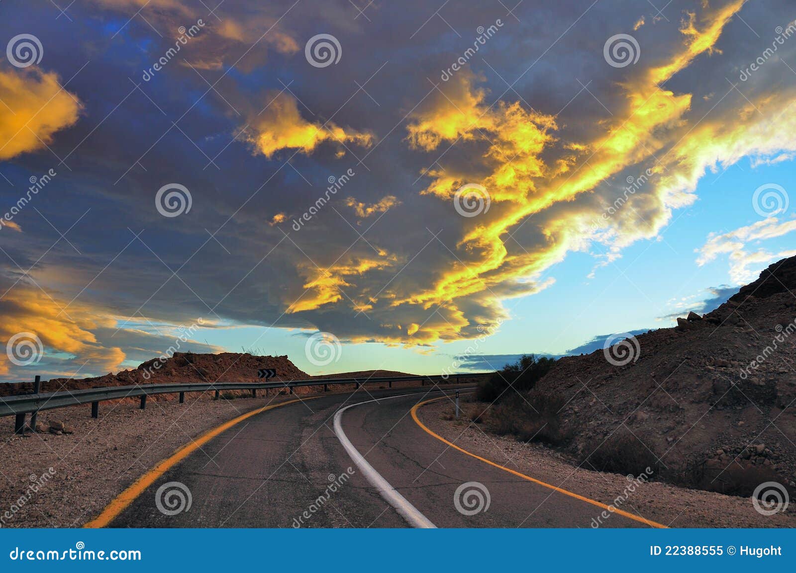 Sunset Over Desert Road, Israel Stock Image - Image of hill, dooms ...