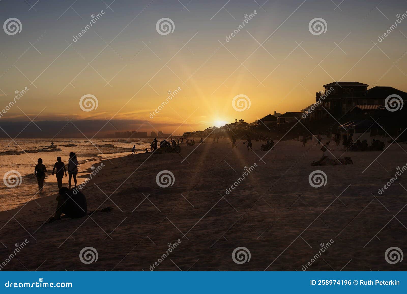 Sunset Over Destin Beach in Panhandle Florida Editorial Photo - Image ...
