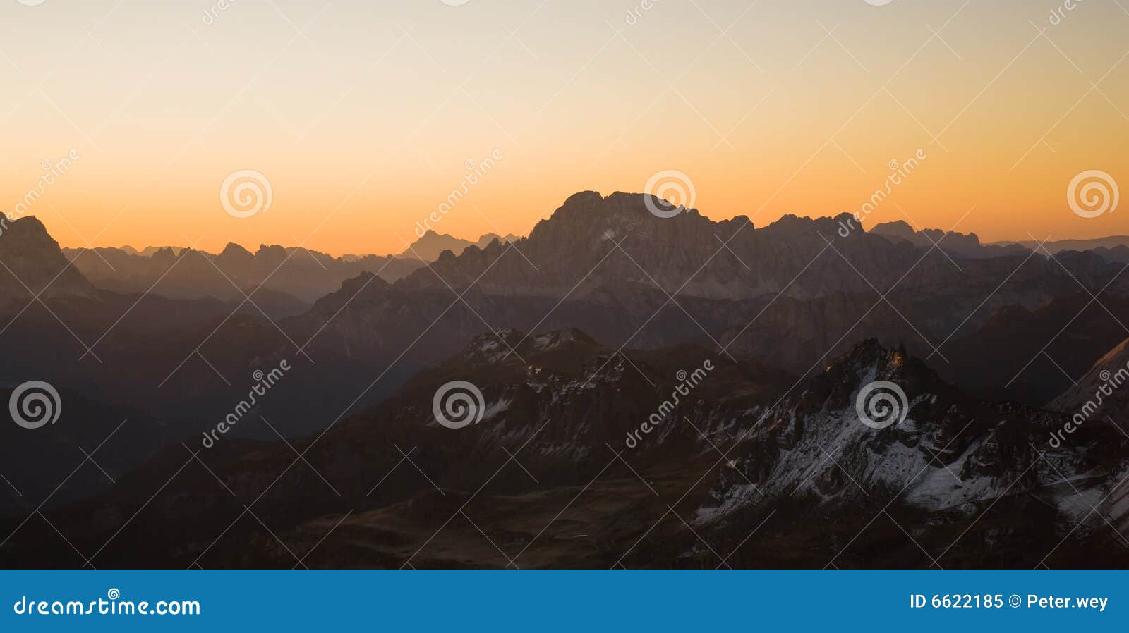 Sunset over dolomite alps stock image. Image of landscape - 6622185