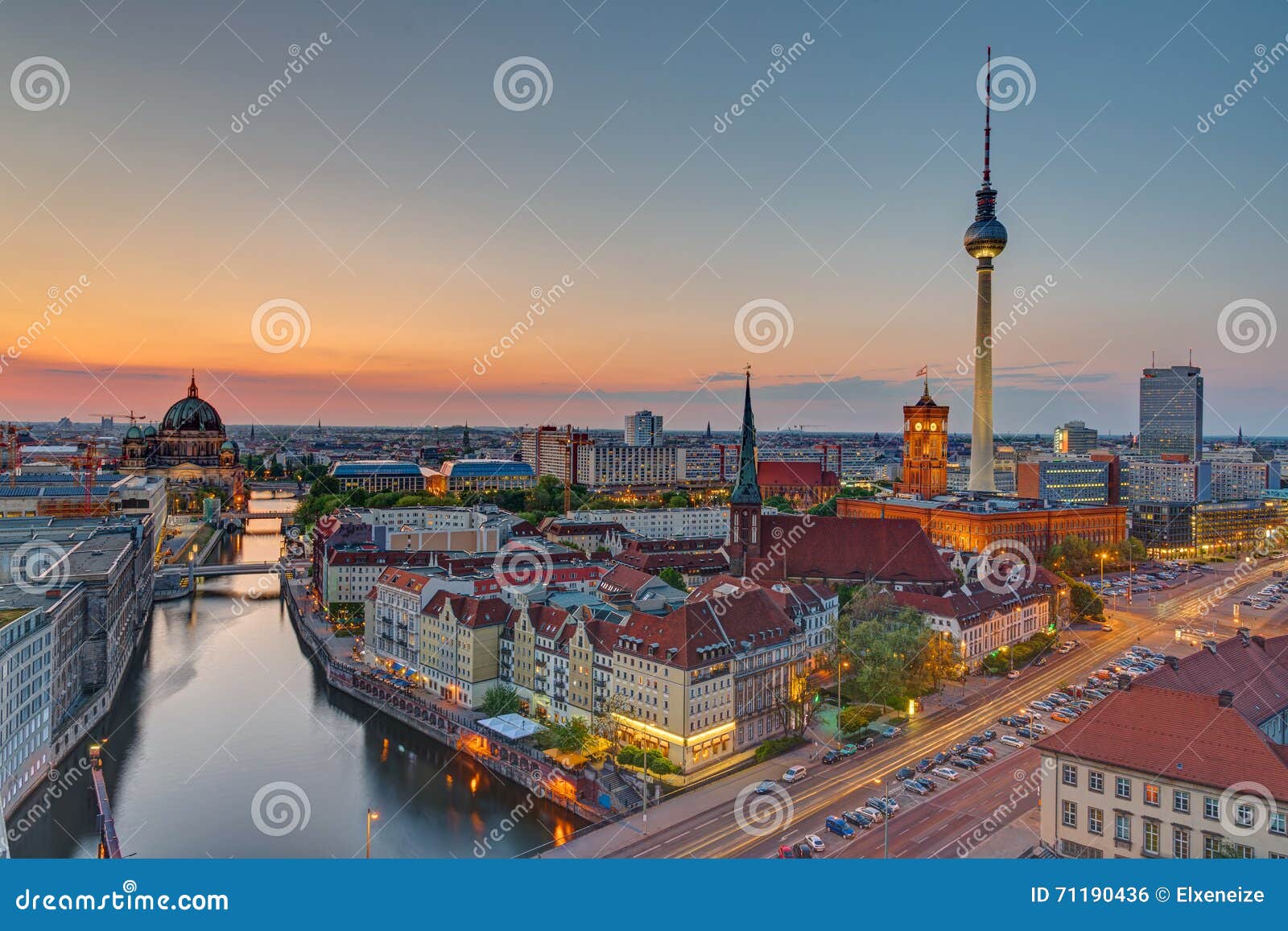 Sunset Over Downtown Berlin Stock Photo - Image of destination ...