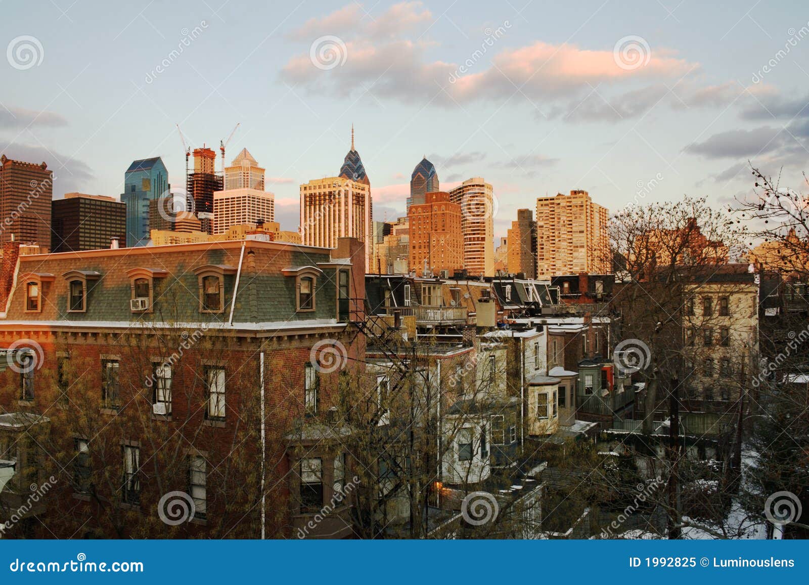 Sunset Over Downtown Philadelphia Stock Image - Image of american ...
