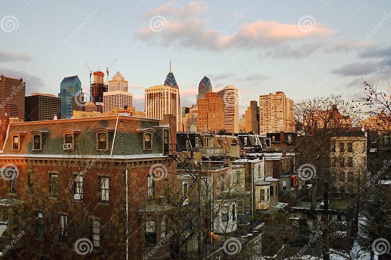 Sunset Over Downtown Philadelphia Stock Image - Image of american ...