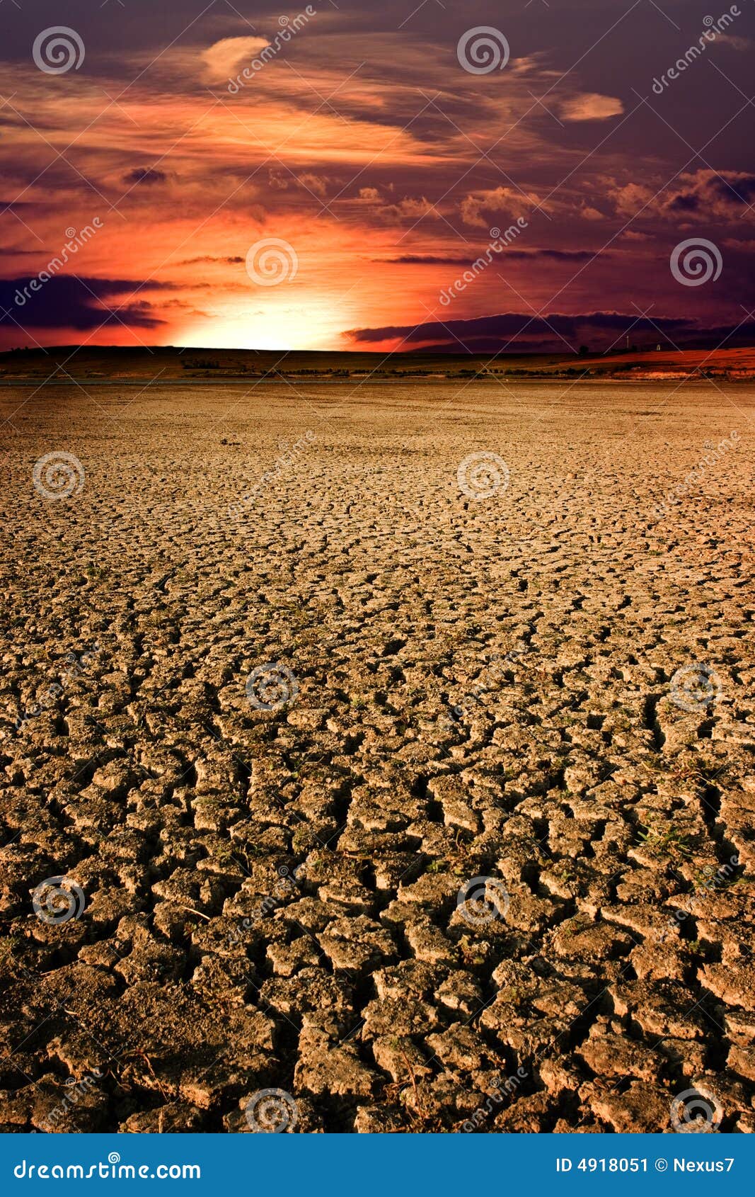 Sunset over Dry Lake stock image. Image of environmental - 4918051