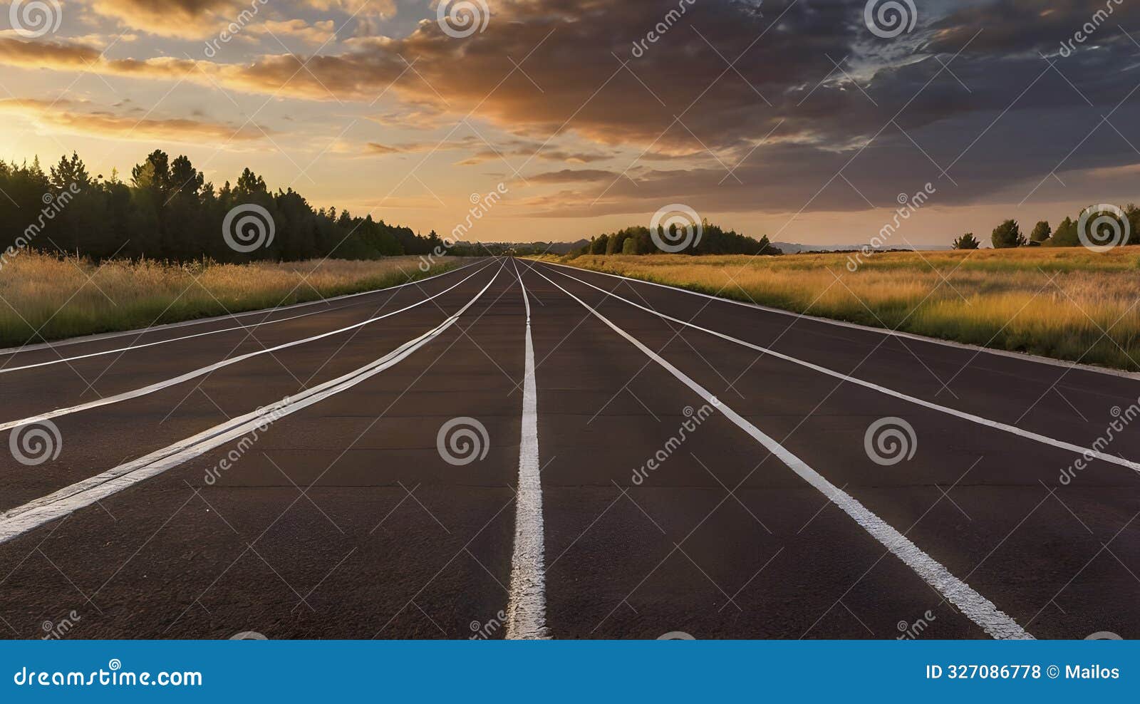 Sunset Over an Empty Endless Running Track Stock Photo - Image of ...