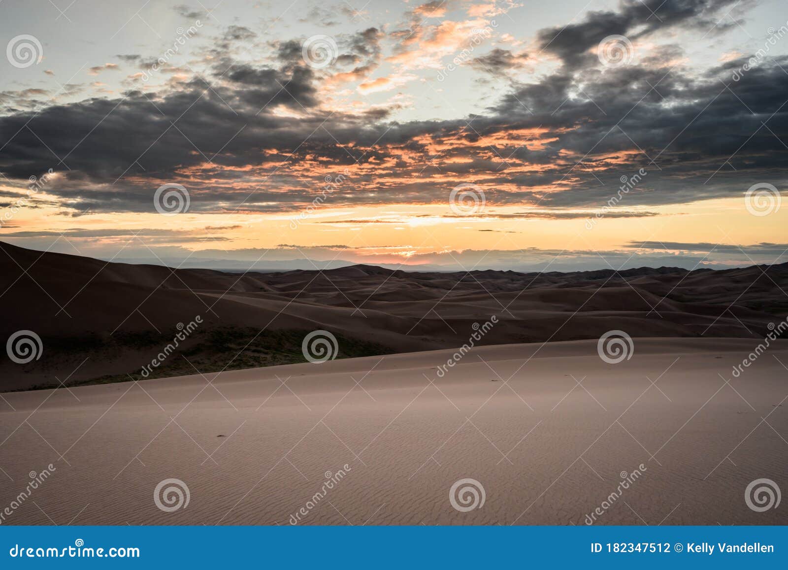 Sunset Over Endless Sand Dunes Stock Photo - Image of sand, beautiful ...