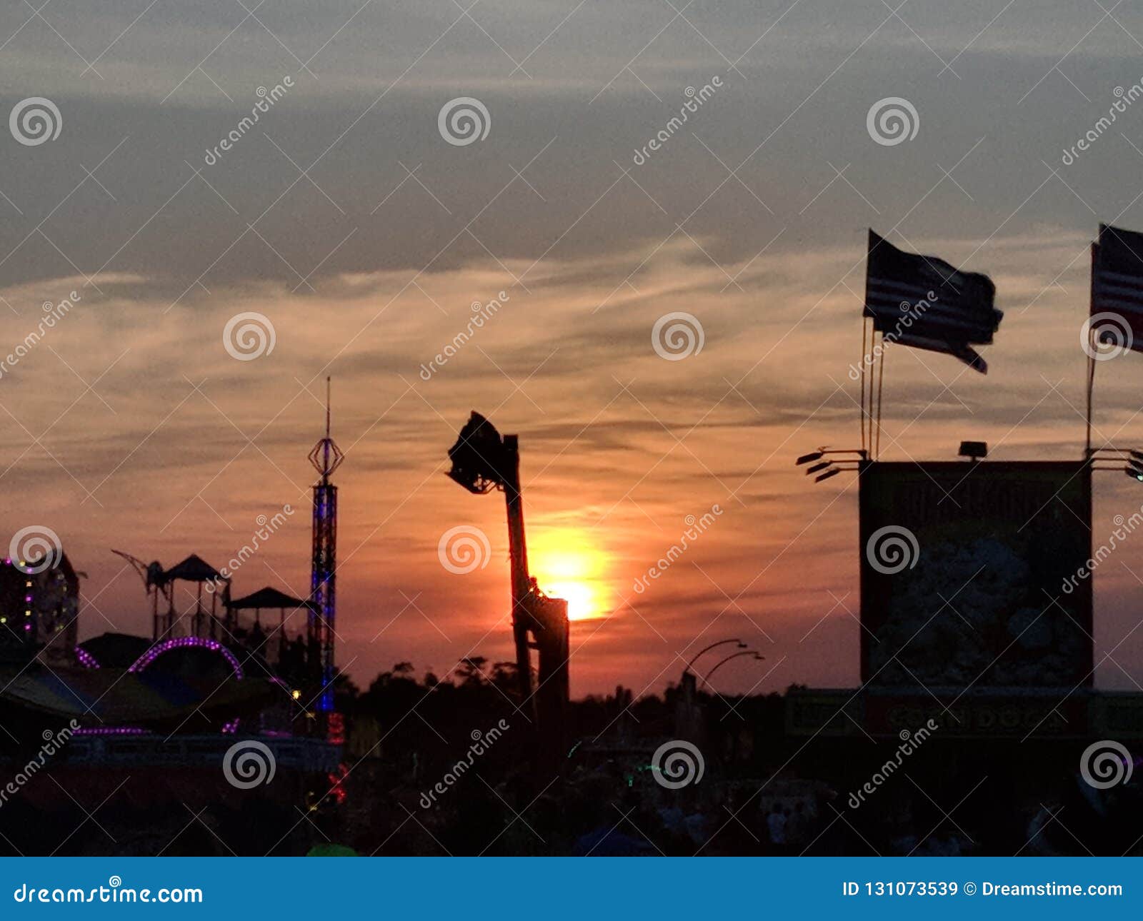 Sunset over the fair stock image. Image of sunset, fair - 131073539