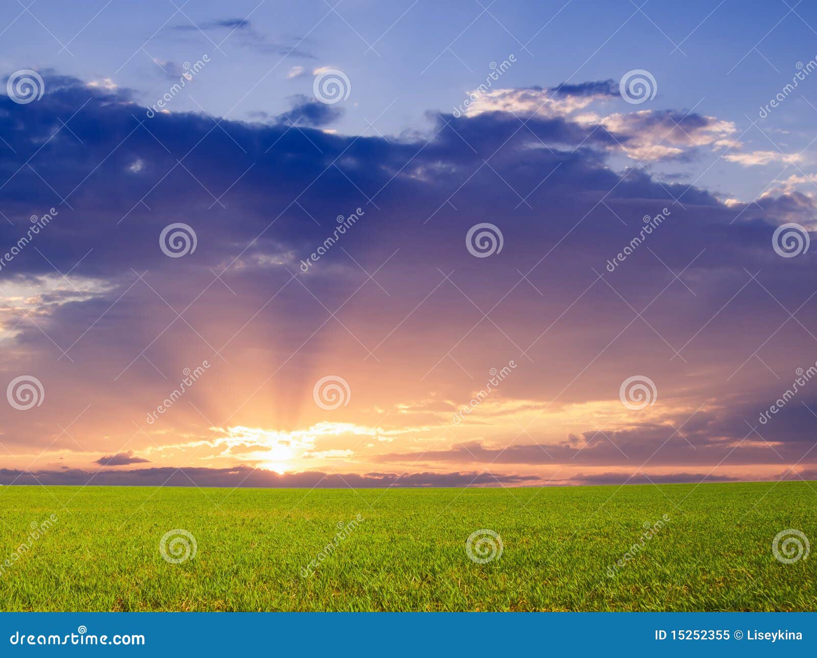 Sunset over field stock image. Image of light, outdoor - 15252355