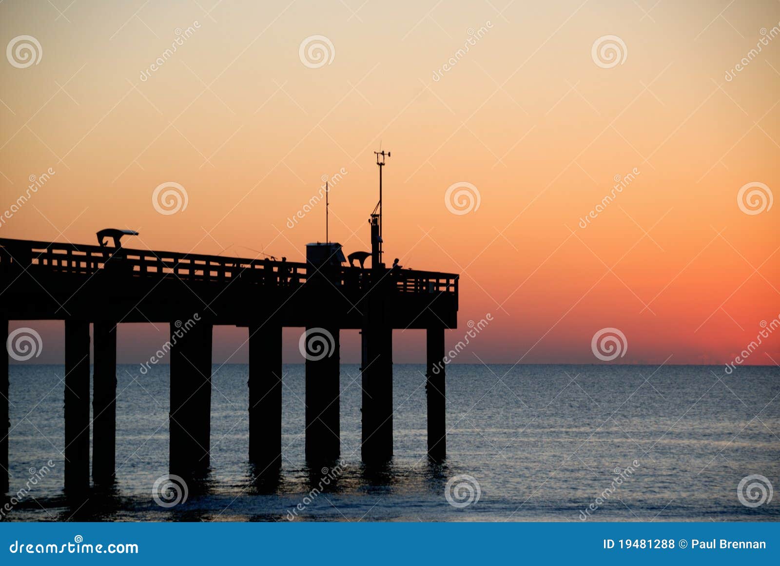 Sunset over fishing pier stock photo. Image of scenery - 19481288