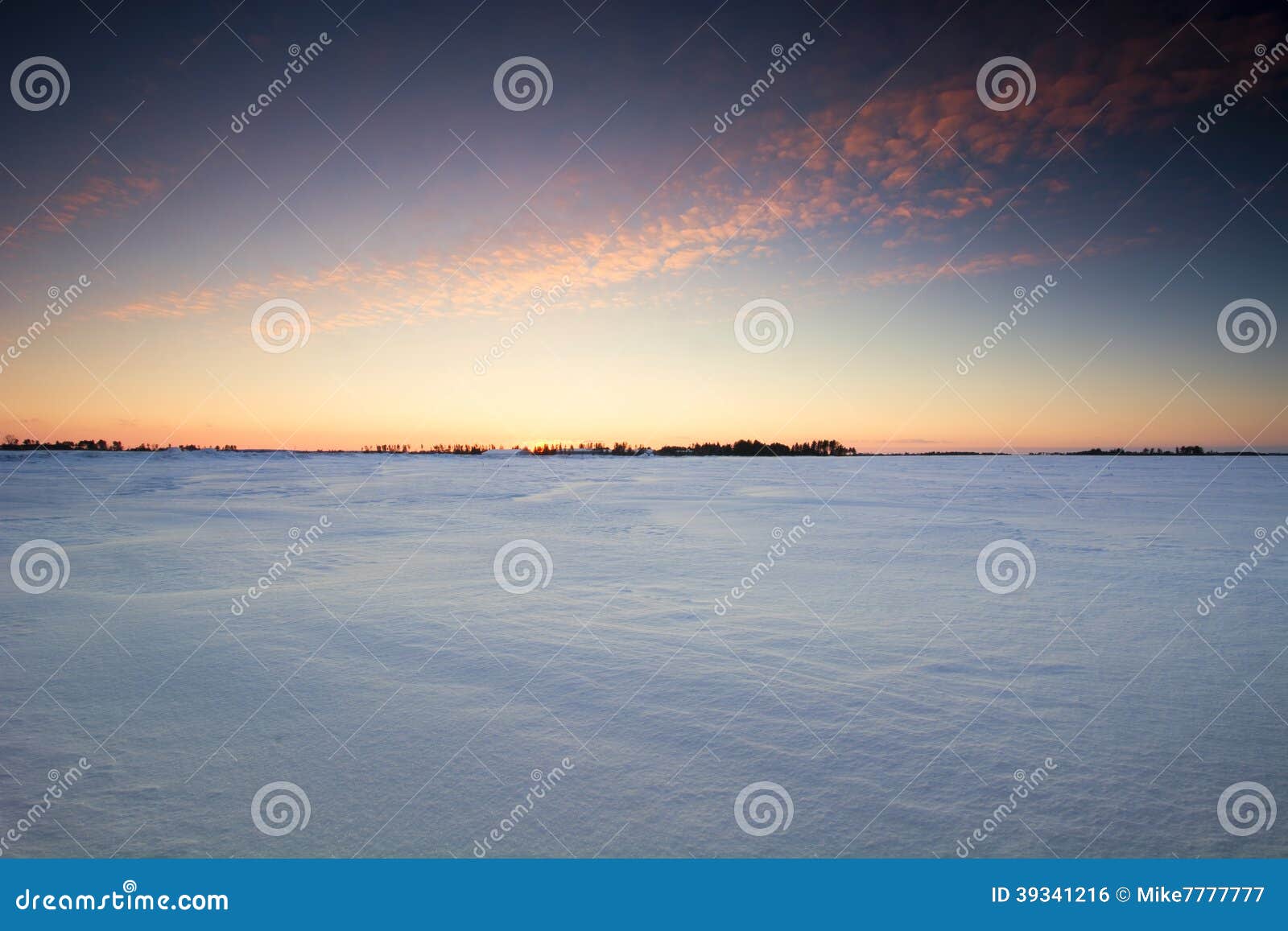 Sunset Over a Frozen Snow Covered Field. Stock Photo - Image of arctic ...
