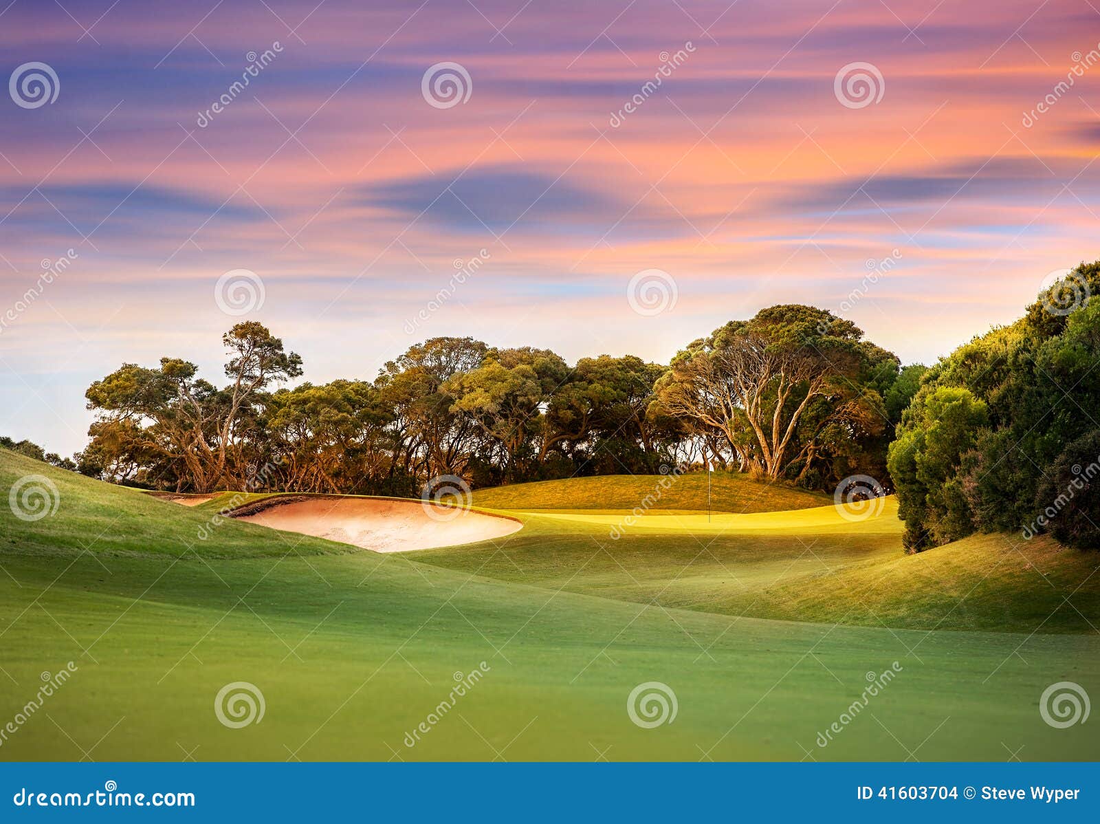 Sunset over Golf Course stock photo. Image of green, sport - 41603704