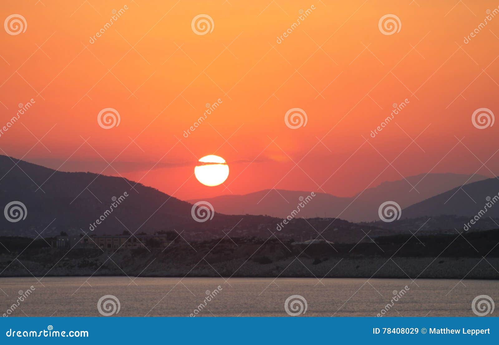 Sunset over Greek Island stock image. Image of greek - 78408029