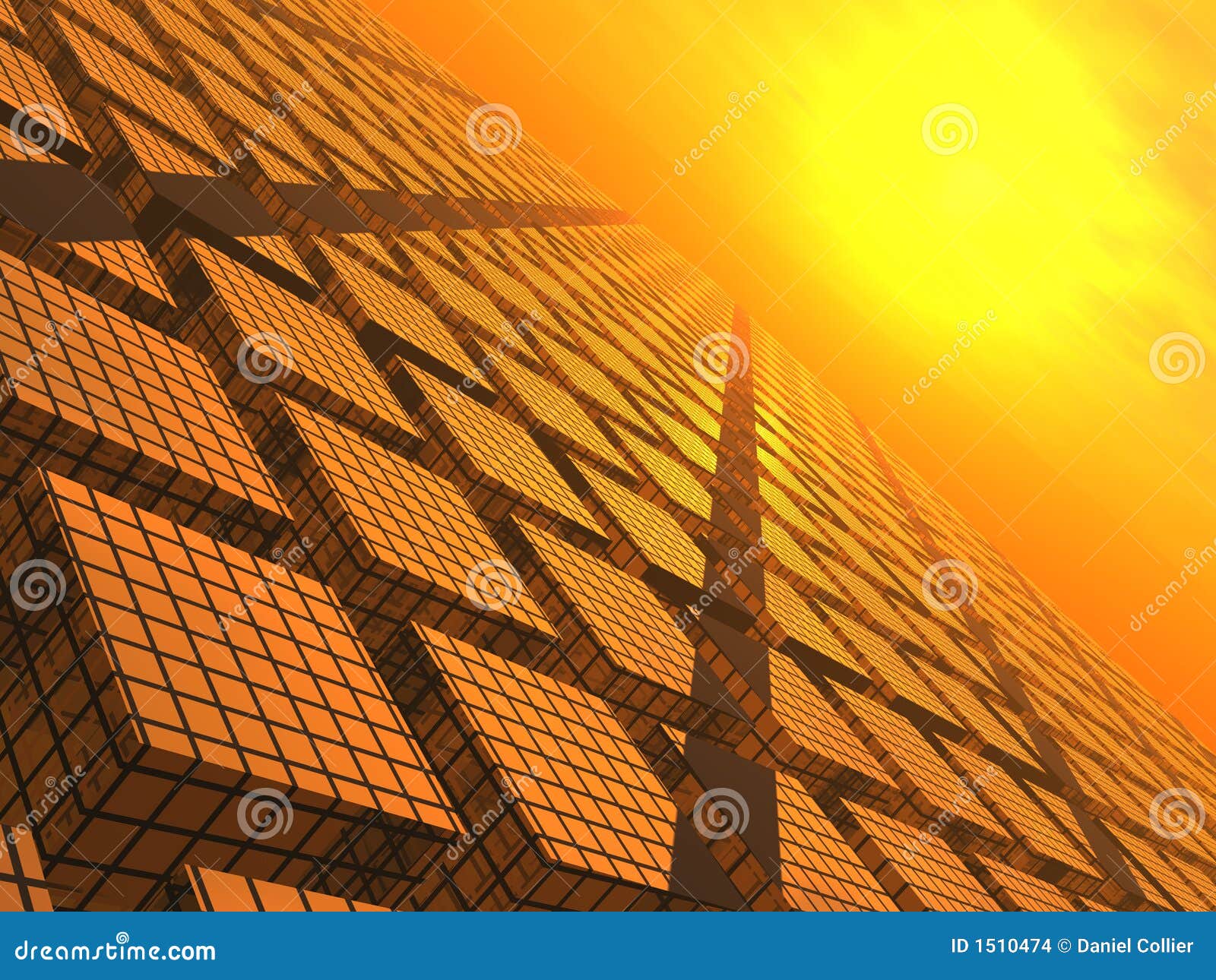 Sunset over Grid Blocks stock illustration. Illustration of piece - 1510474