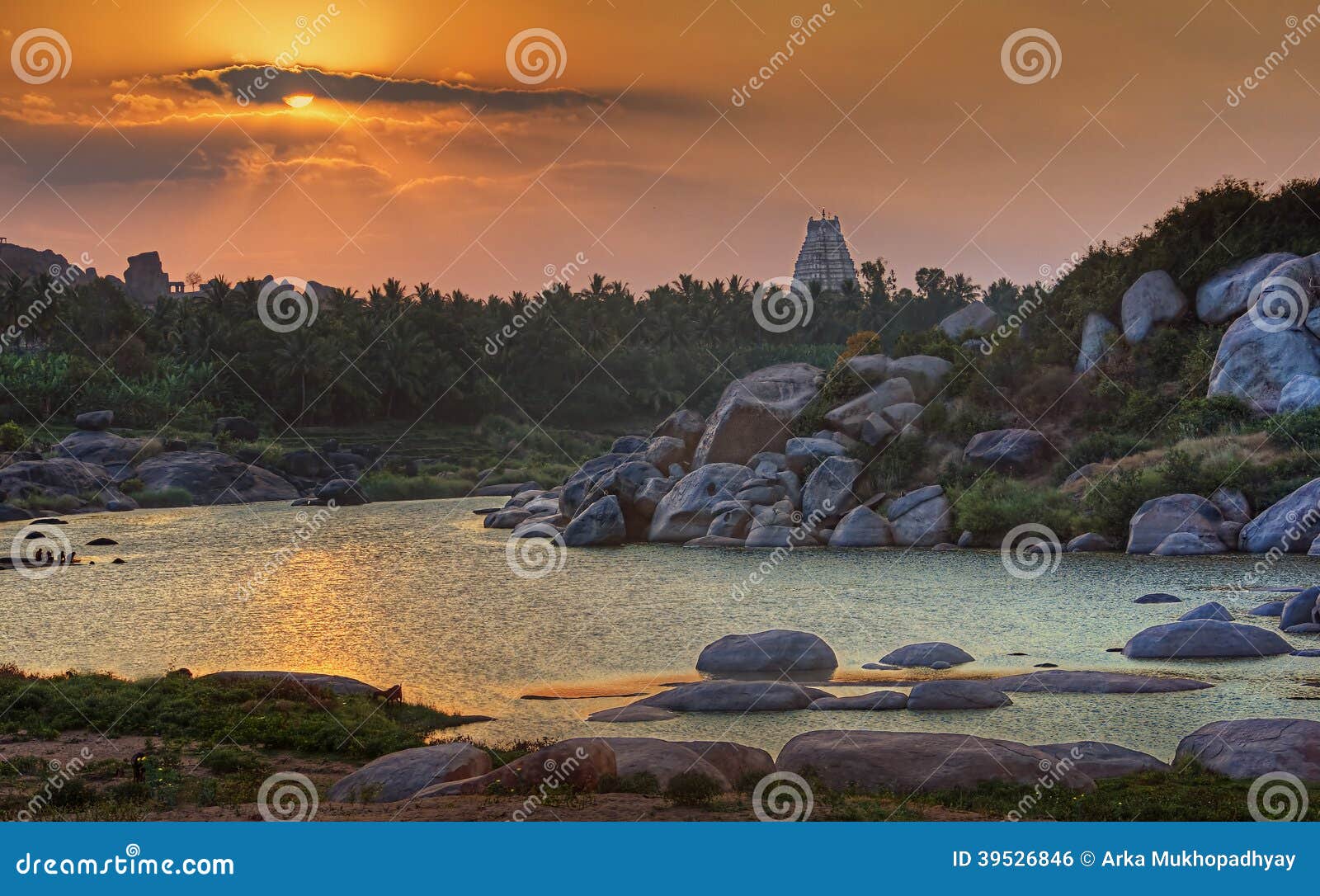 Sunset over Hampi stock photo. Image of temple, fine - 39526846