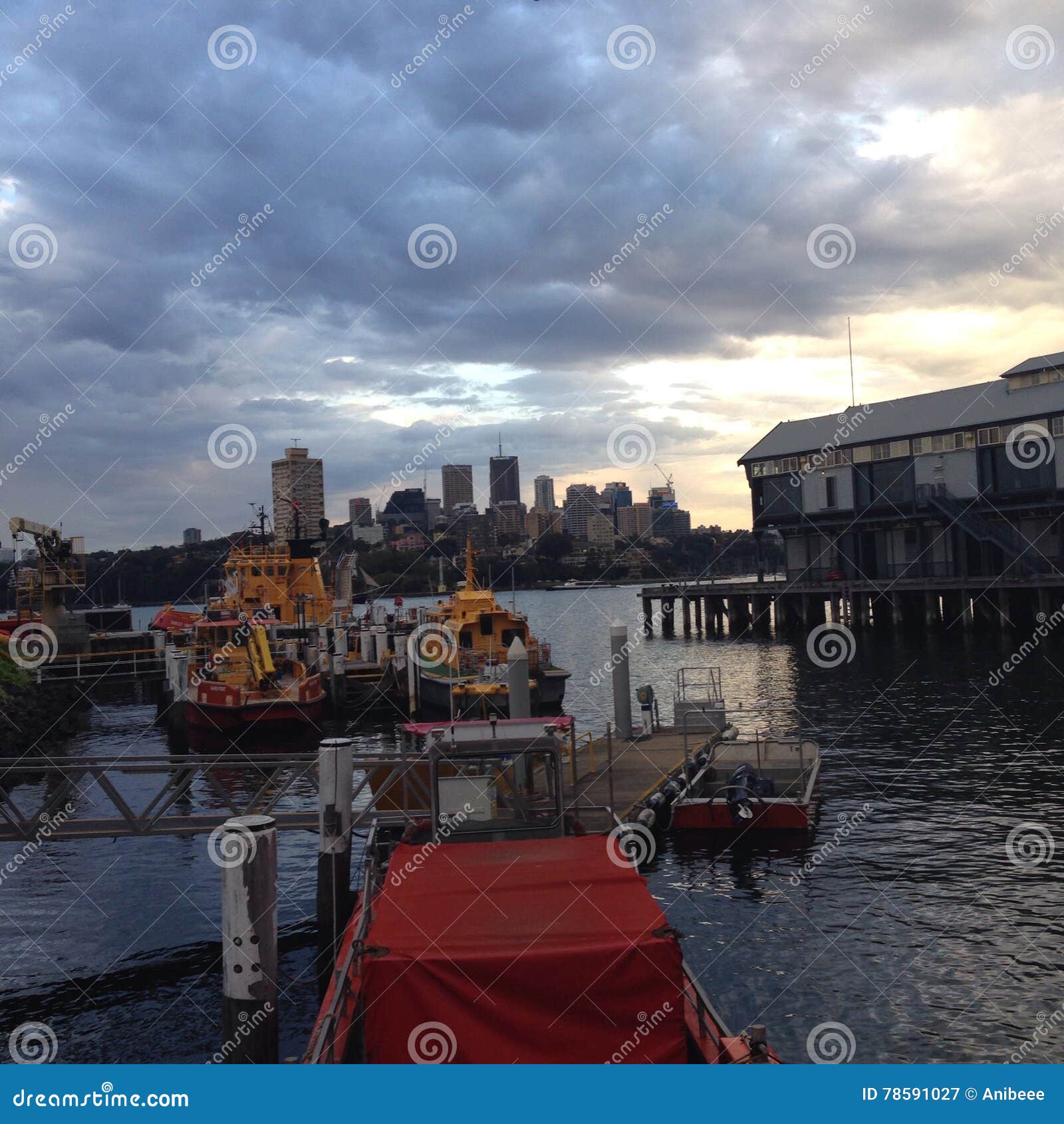 Sunset over a harbour stock image. Image of busy, harbour - 78591027