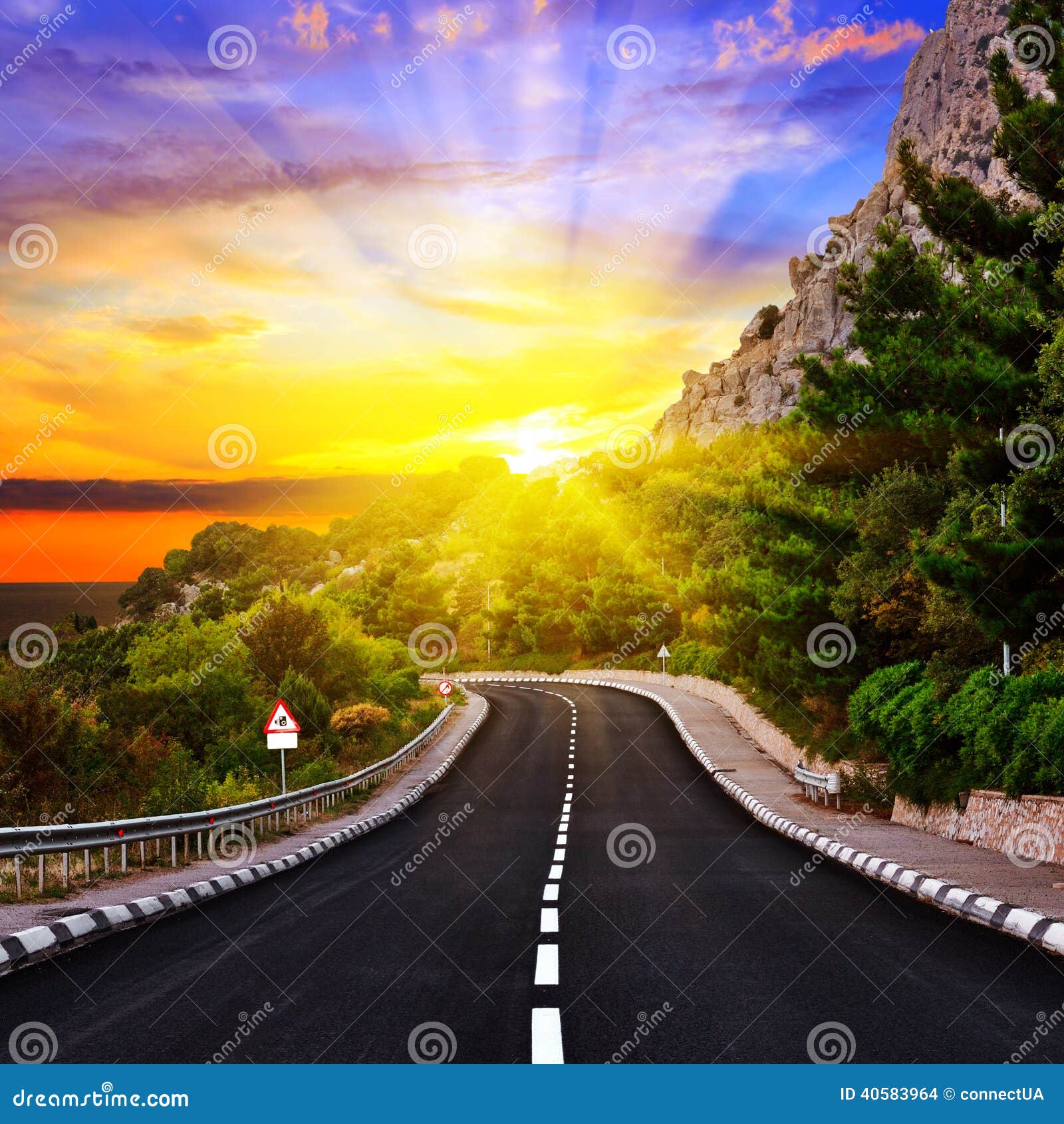 Sunset over the Highway stock photo. Image of hillock - 40583964