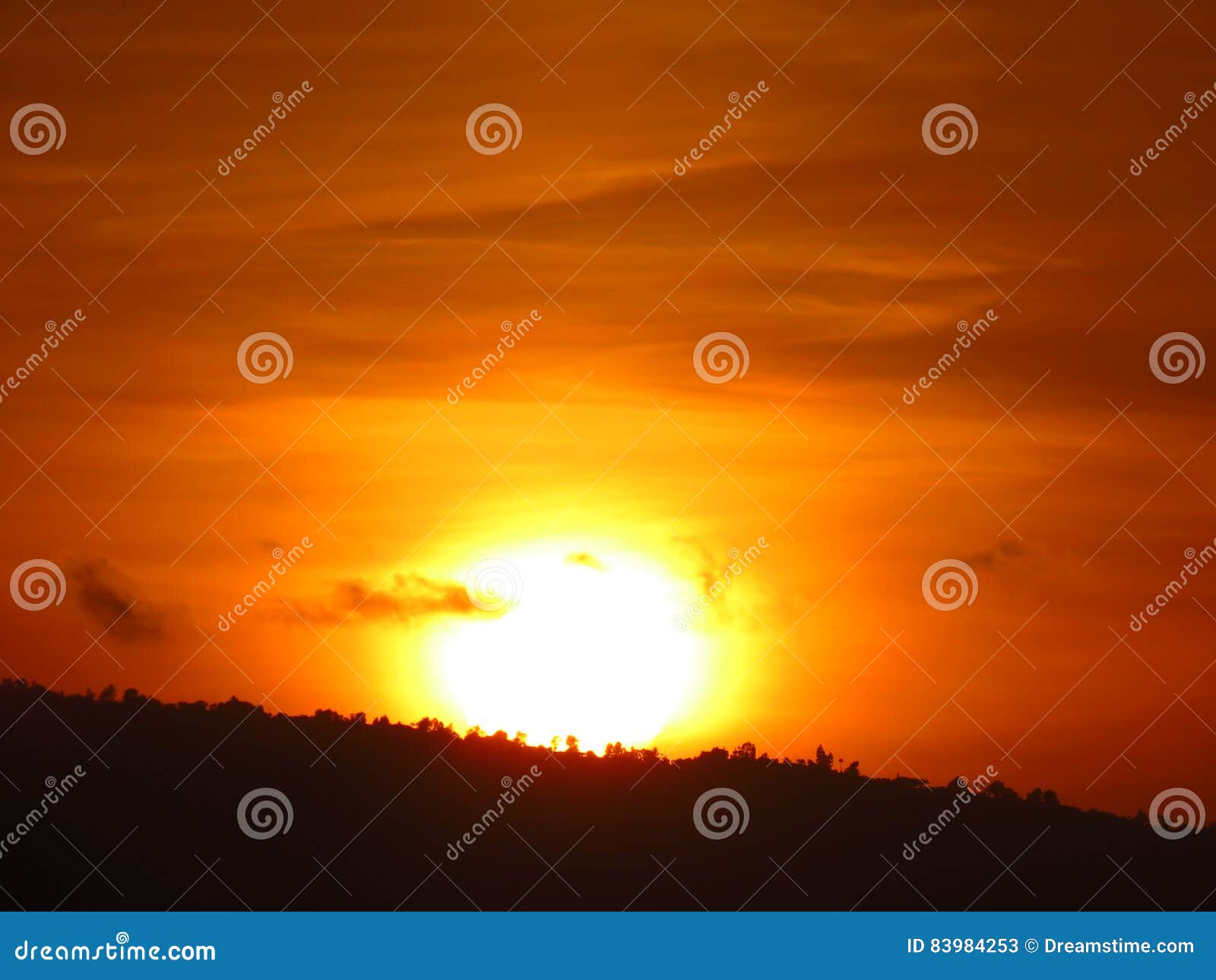 Sunset over the hill stock image. Image of glowing, hilltop - 83984253