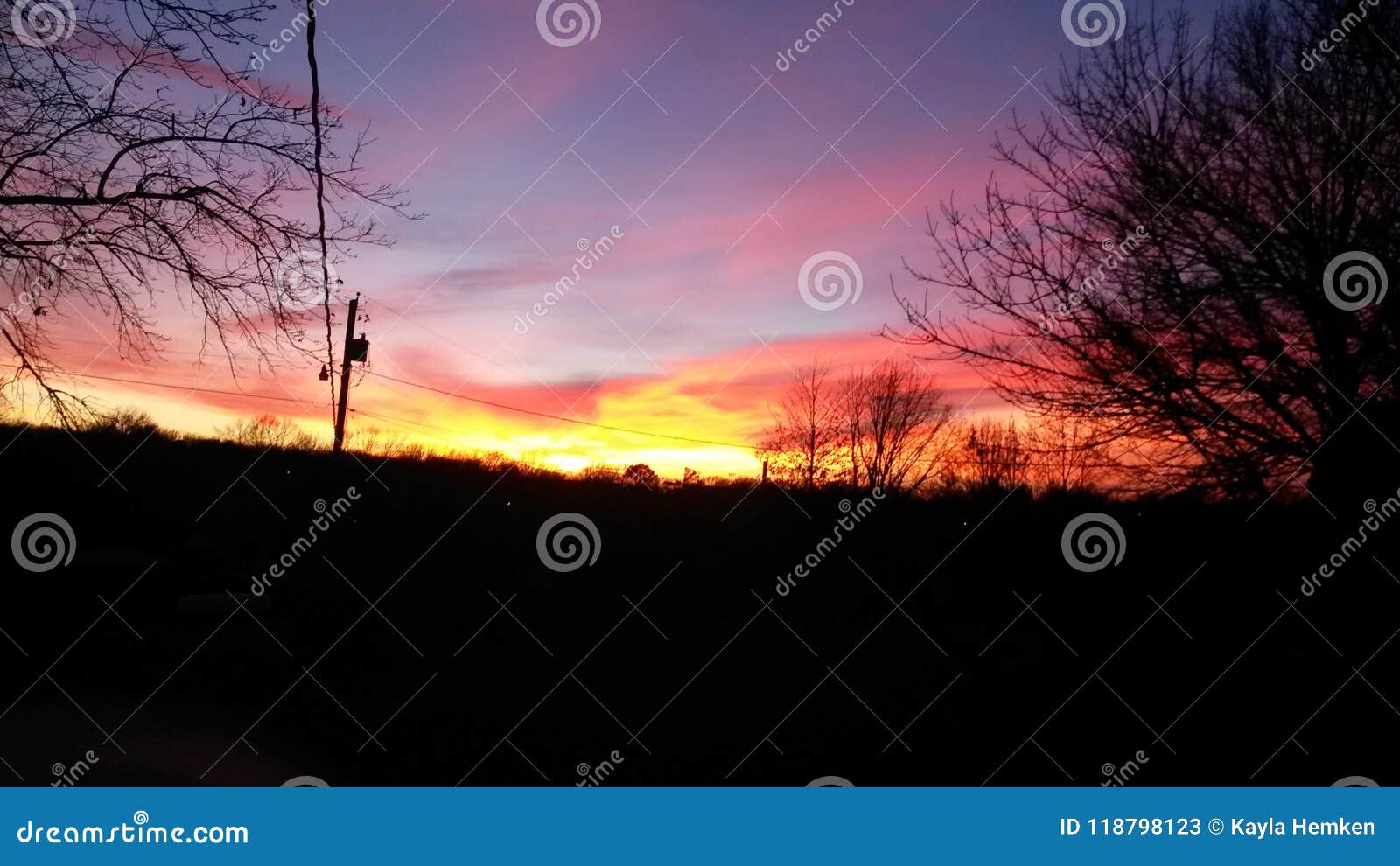 Sunset over the hill stock image. Image of sunset, rural - 118798123