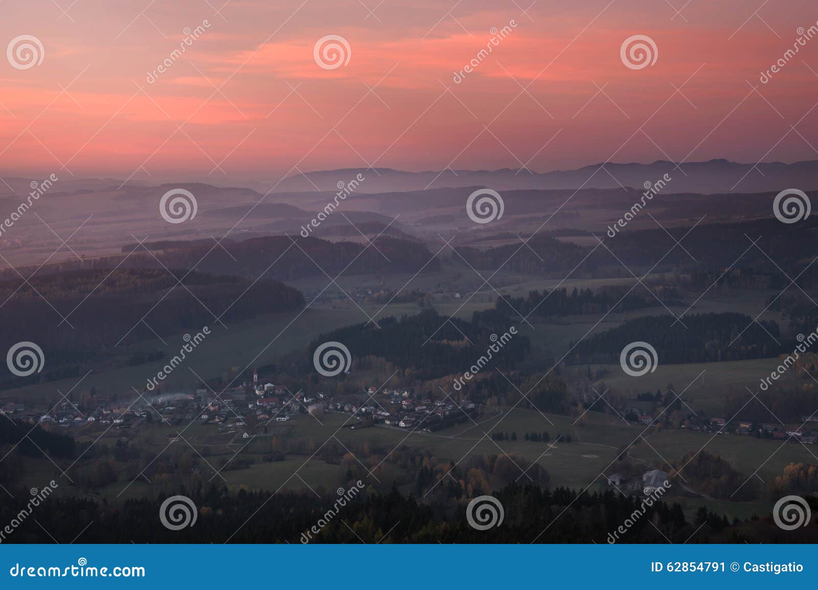 Sunset Over the Hills in Fog Stock Image - Image of mountains, tops ...