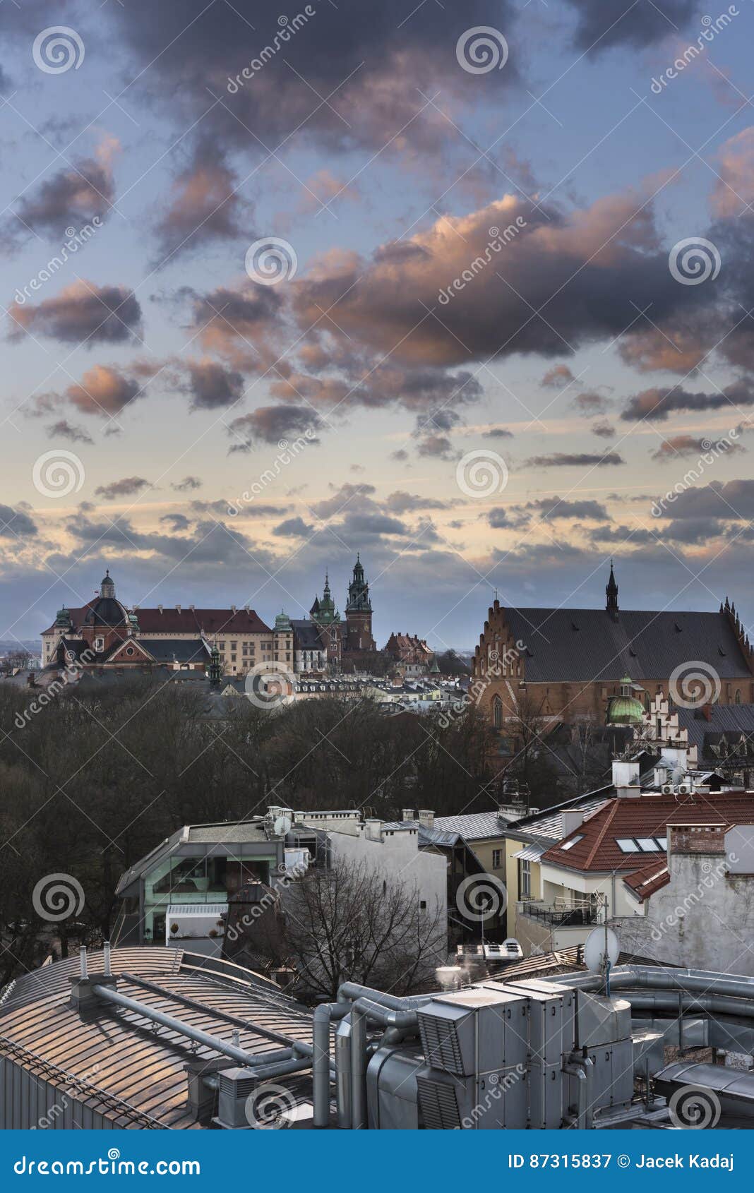 Sunset Over Historic Town Krakow in Poland Editorial Photography ...