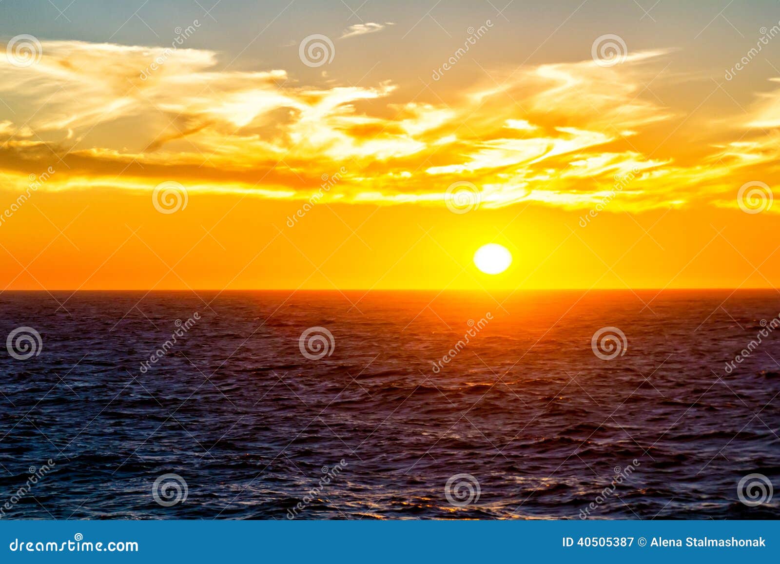 Sunset Over Horizon at Ocean Stock Image - Image of remote, horizon ...
