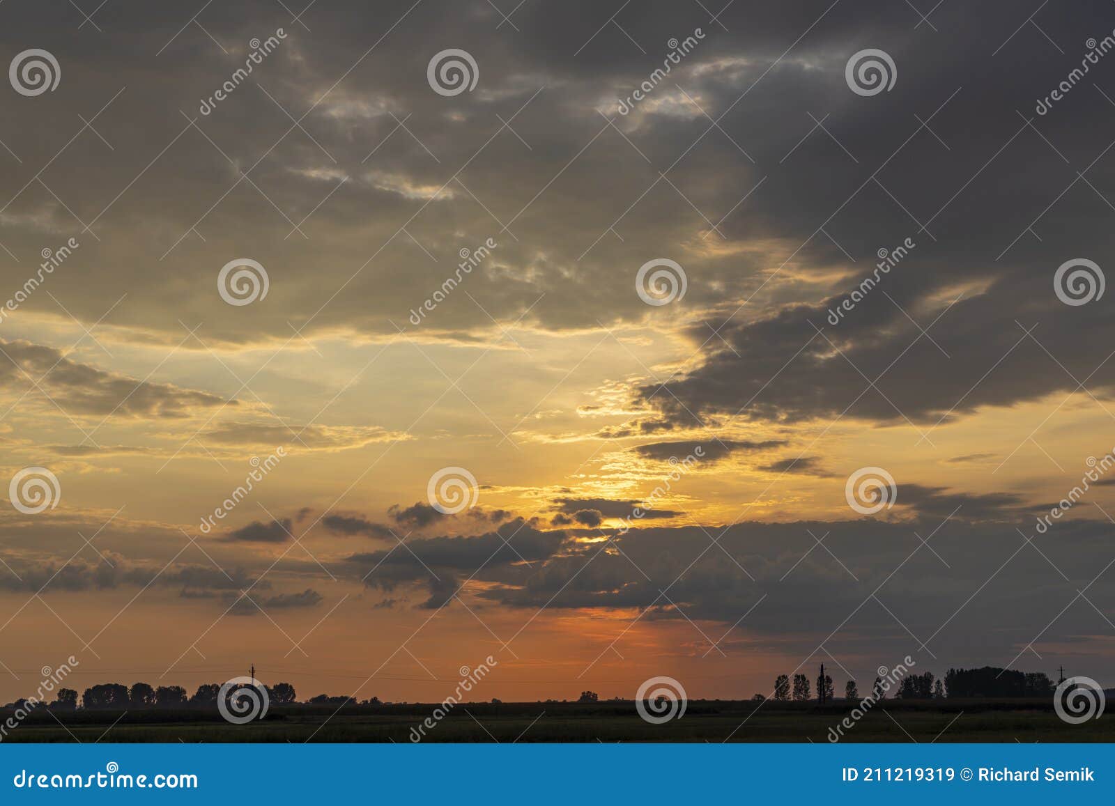 Sunset Over Hungarian Pusta, Hungary Stock Image - Image of cloudy ...